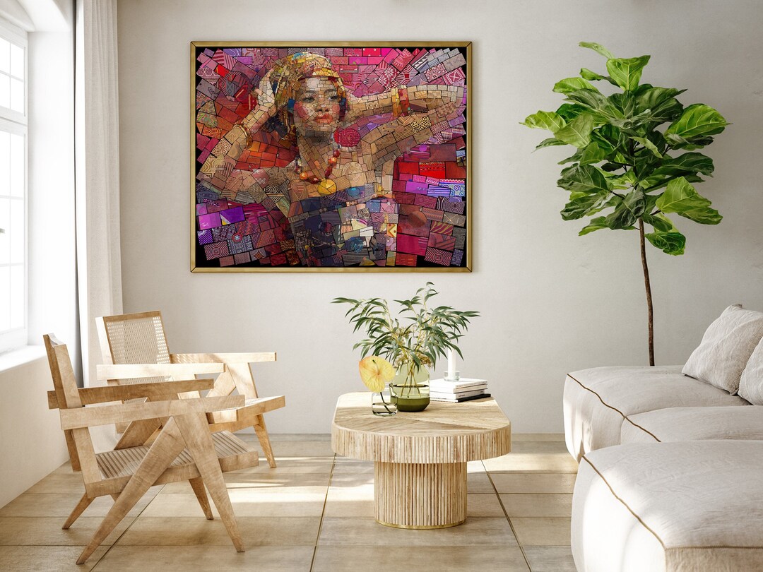 African Culture Maximalist Mosaic Portrait of Mixed Race - Etsy
