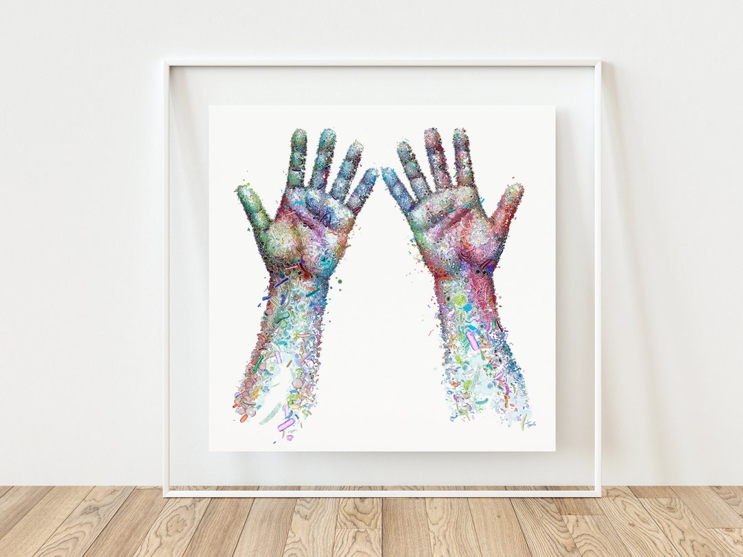 Human Hands Science Art Print: Microscopic Organisms Biological ...