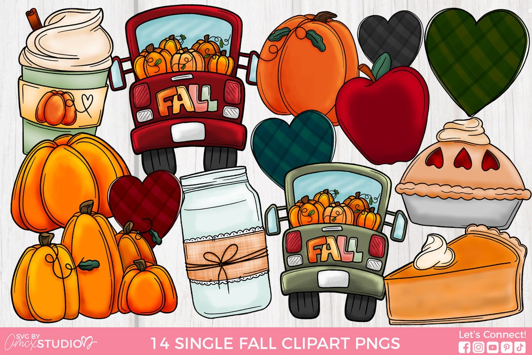 Fall Clipart Bundle, Fall Sublimation Elements, Fall PNG Files ...
