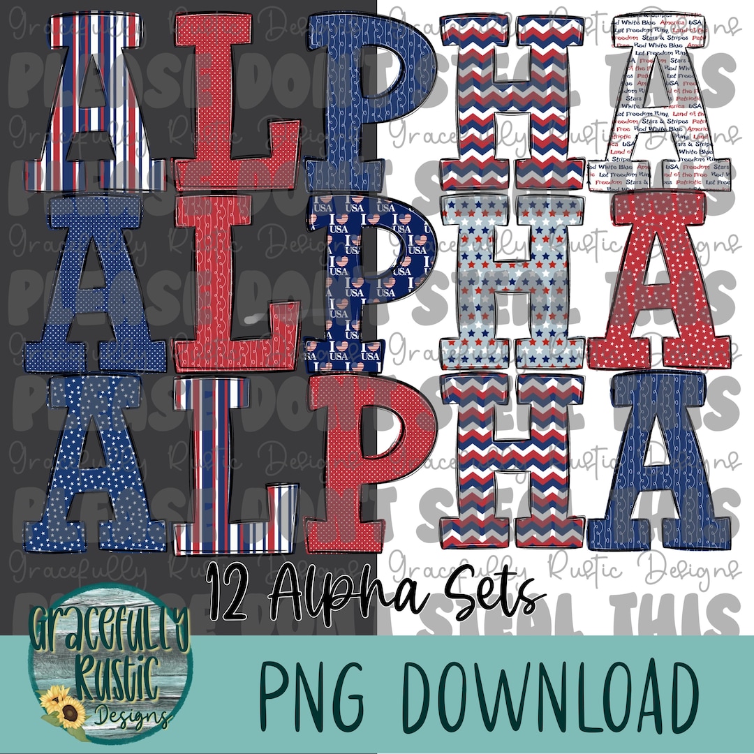 Stars & Stripes | ALPHA SET | Digital Design - Etsy