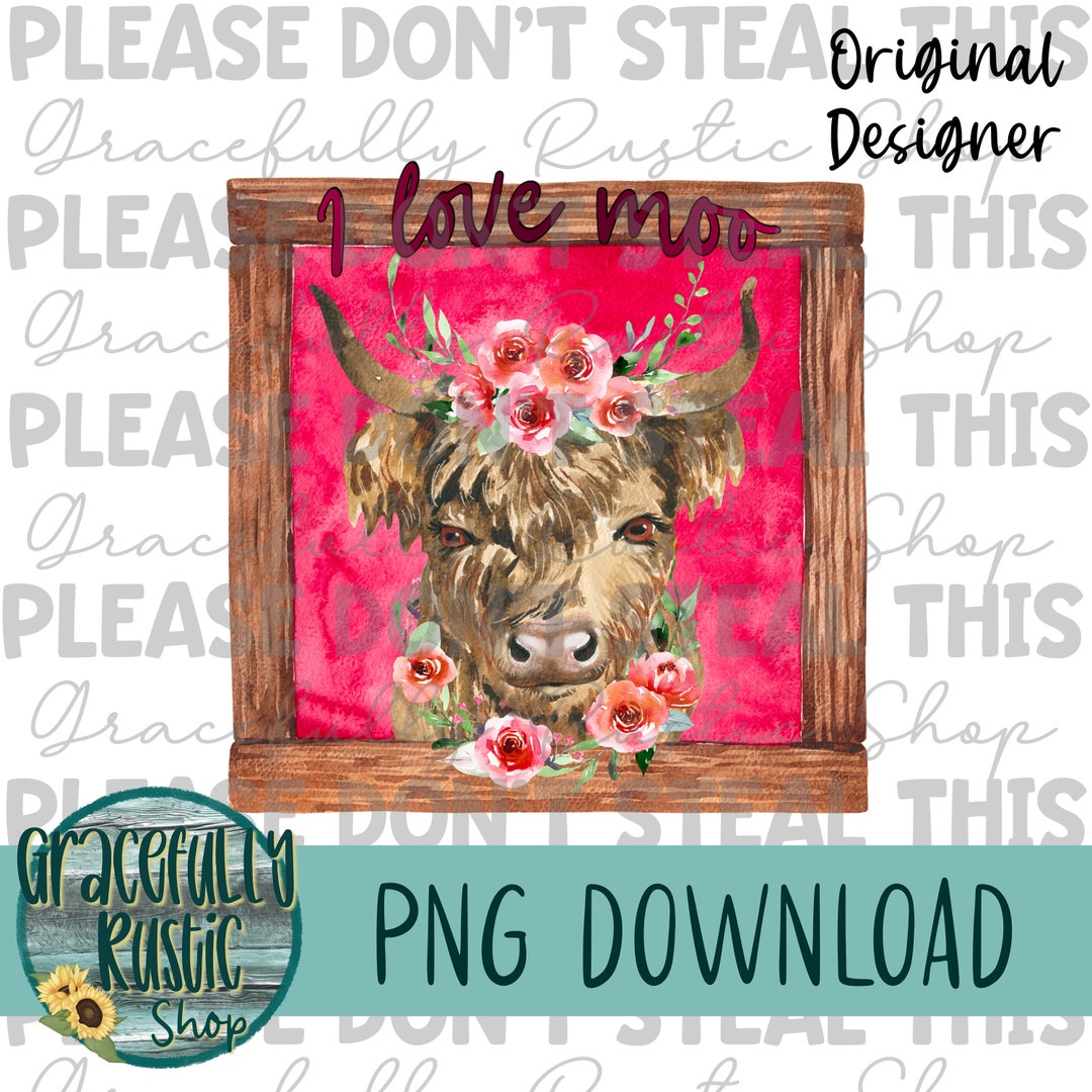 I Love Moo | Full Color | PNG - Etsy