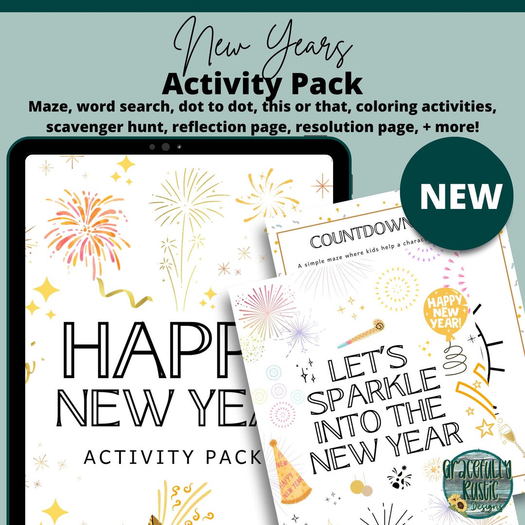 New Year Activity Pack | Fun New Year’s Eve Printables for Pre-teens ...