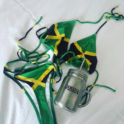 Jamaican Flag Thong Bikini Etsy
