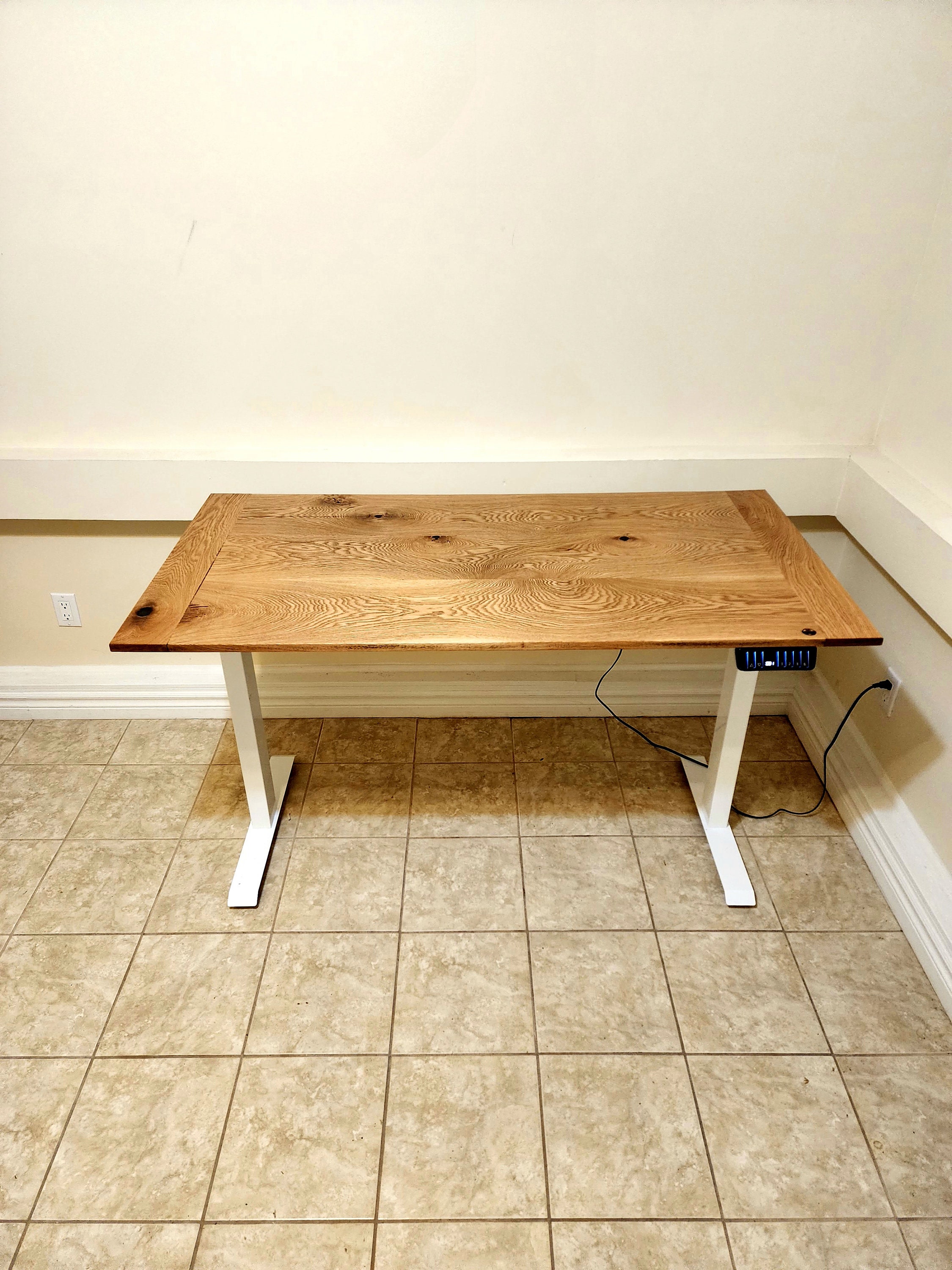 Adjustable Height Desk W/ Custom Wood Top - Etsy