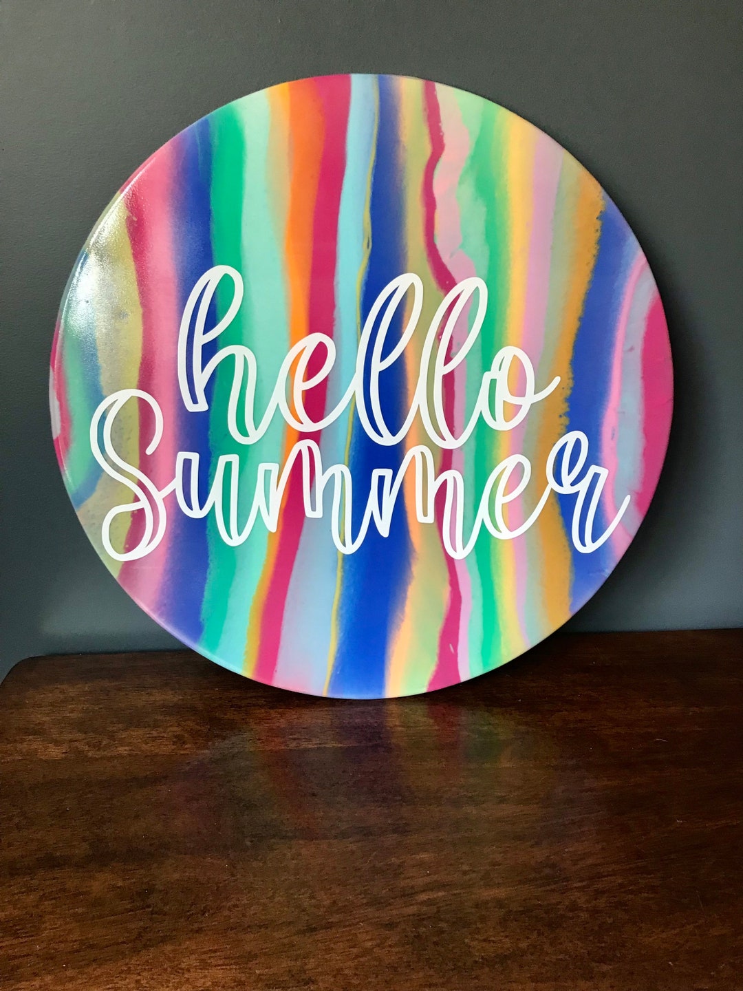 Colorful Door Sign Round Resin Door Hanger - Etsy