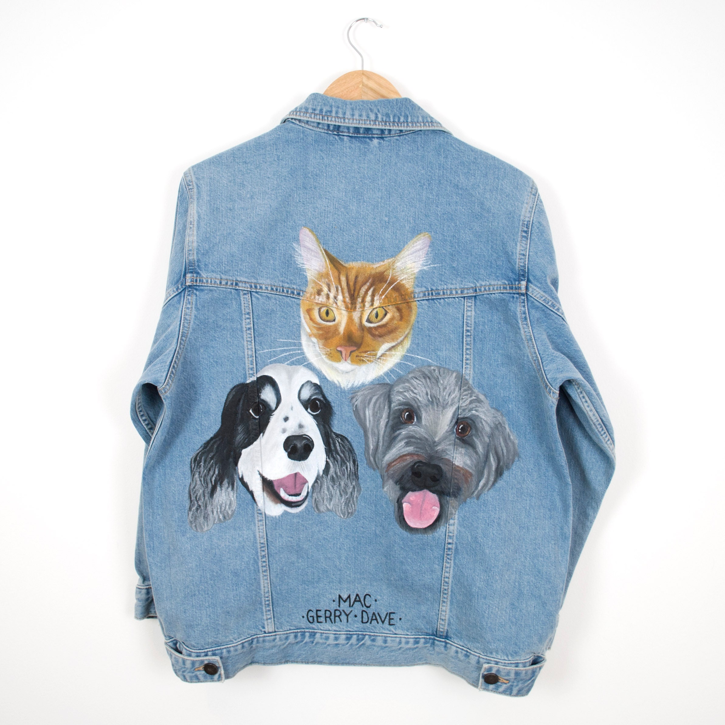 Adult Custom Pet Portrait Hand Painted Denim Jacket Full | Etsy