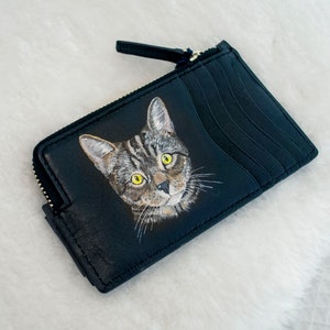 Hand-painted Pet Portrait Faux-leather Coin Purse, Wallet. Black, Pink ...
