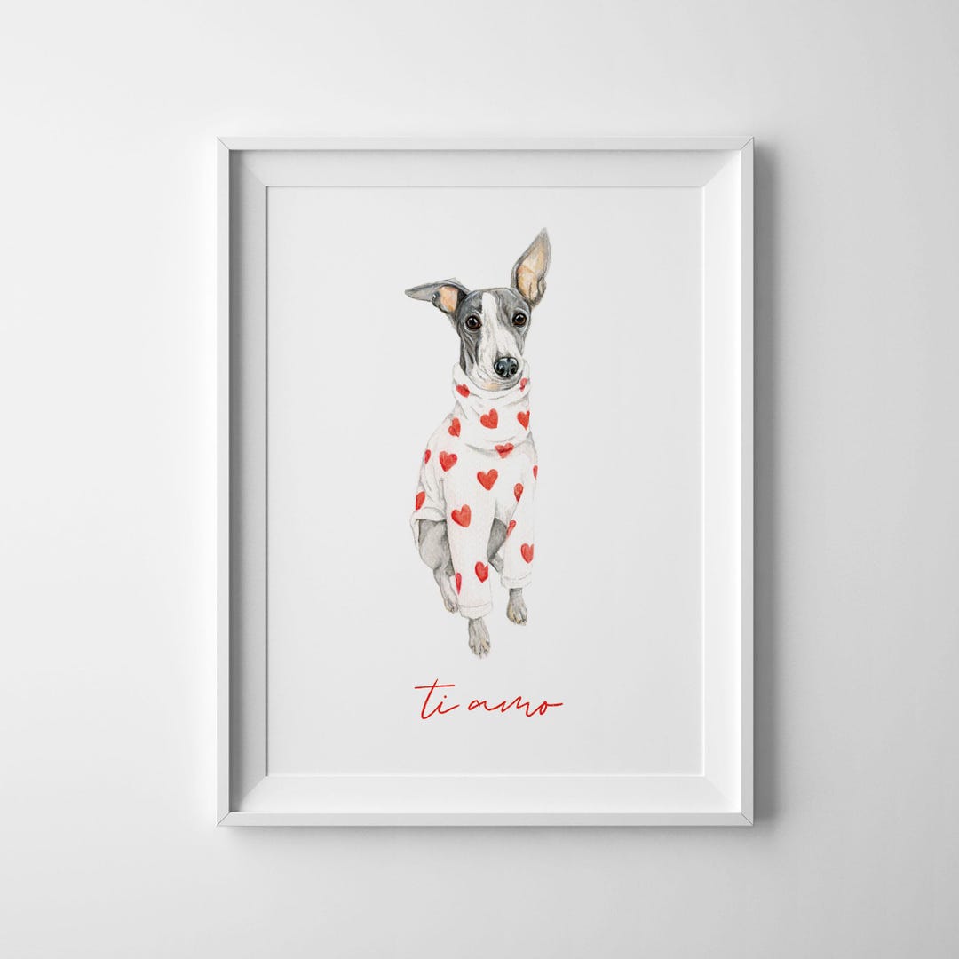 Ti Amo, Italian Greyhound - Art Print, A4. "i Love You" Sighthound Dog ...