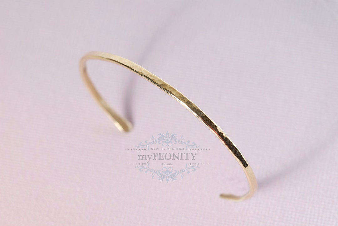 Brass Cuff Bangle, Hammered, Dainty Gold Open Bangle, Minimalist Bangle ...