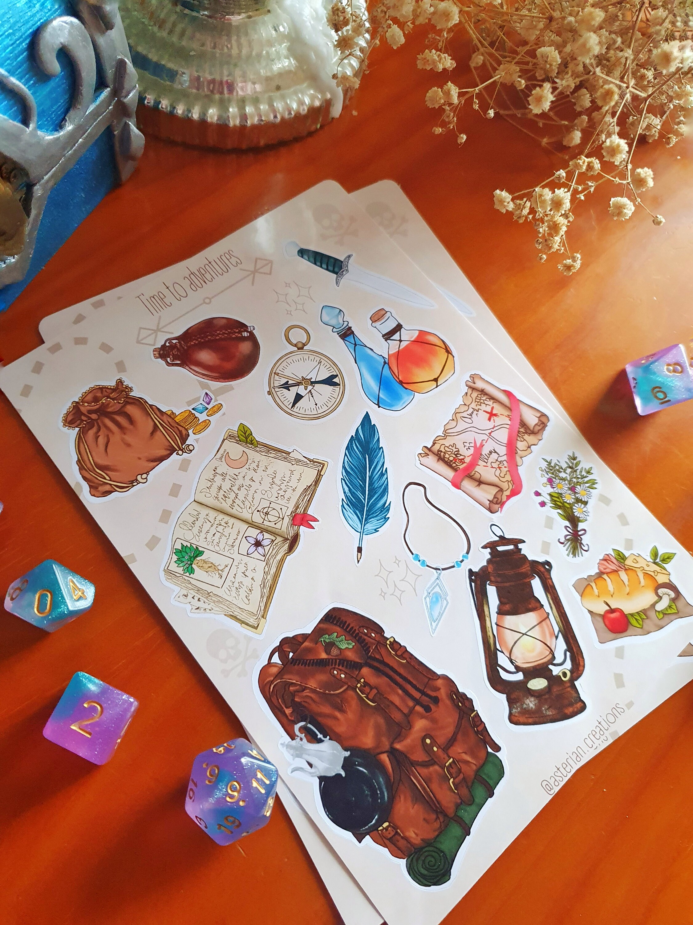 Adventure Dnd Sticker Sheet Dungeons and Dragons Roll - Etsy