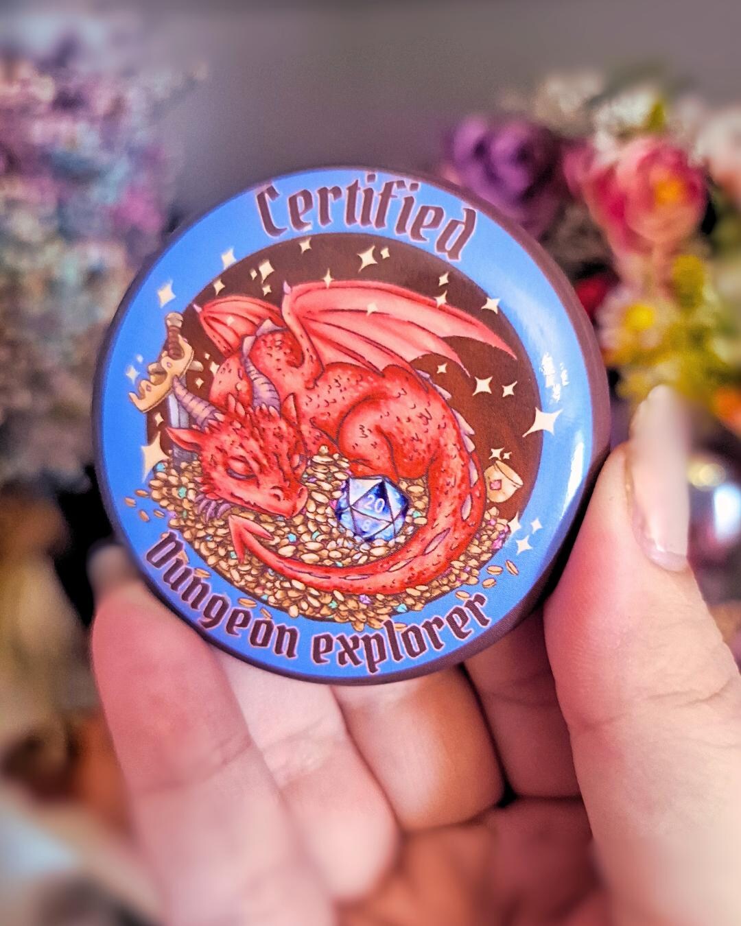 Dungeon Explorer Dragon Pin Badge | Dnd RPG Button | Geek Fantasy Gift ...