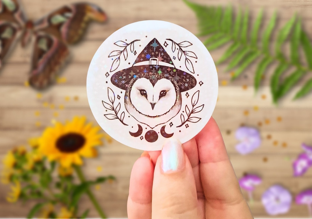 Shiny Vinyl Barn Owl Witchy Sticker, Triple Moon Witchy Gift, Journal ...
