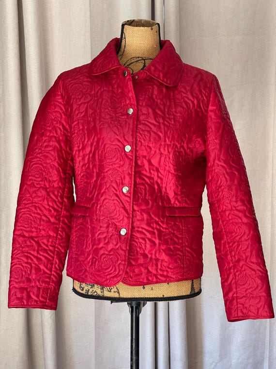 Vintage Red Rose Quilted Jacket JS Cook - Gem