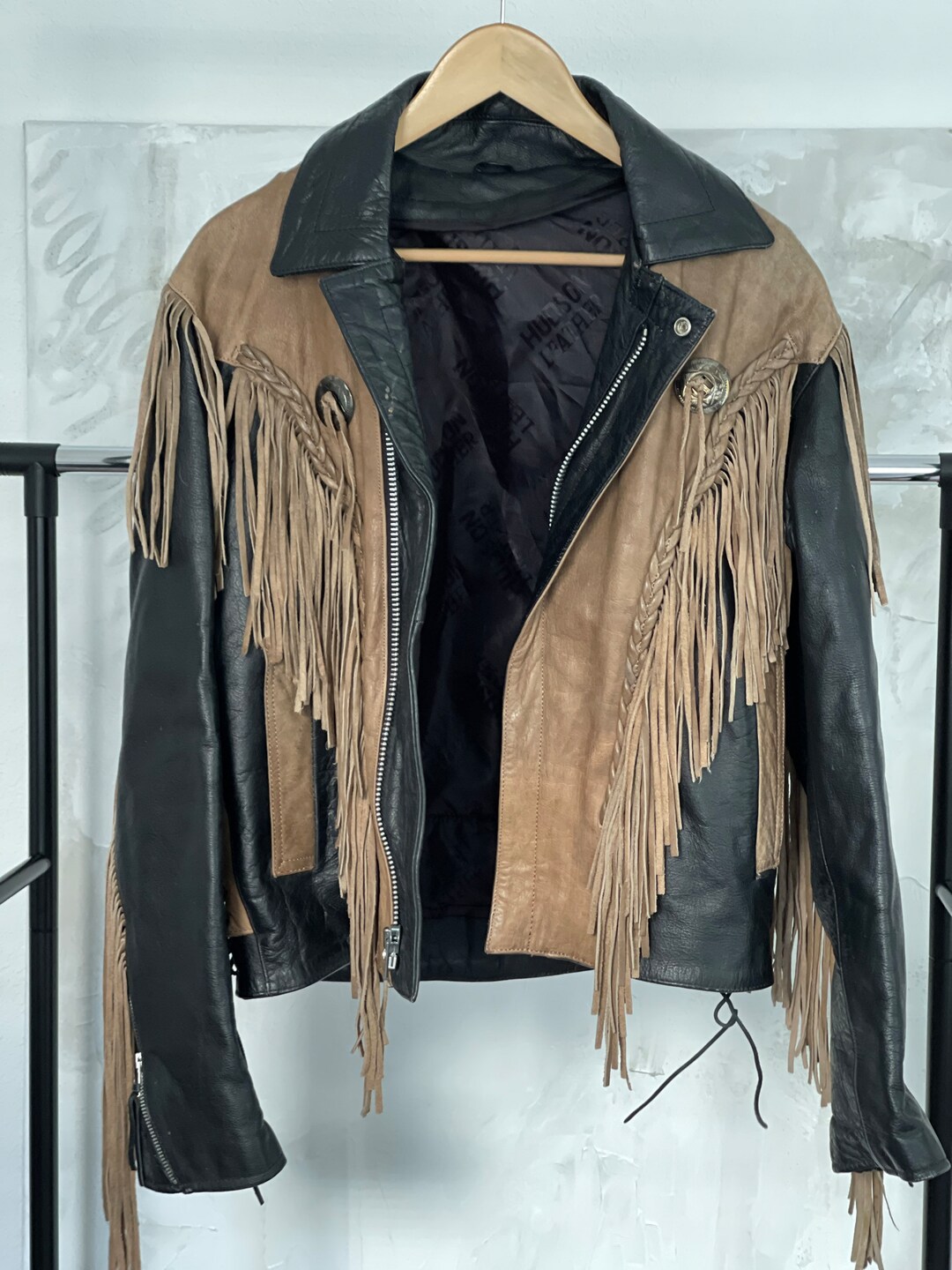Vintage Western Fringe Leather Motorcycle Jacket With Tassels - Etsy