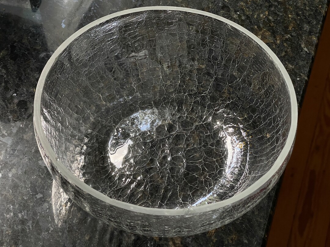 Vintage Clear Crackle Glass Blenko Style Bowl - Etsy