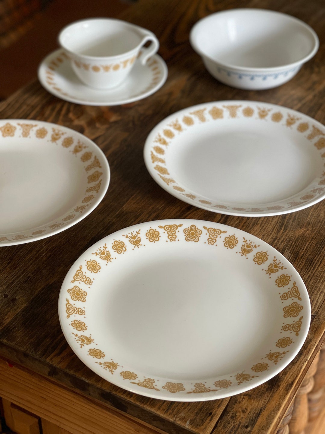 Vintage Corelle Butterfly Gold Dinnerware Set - Etsy