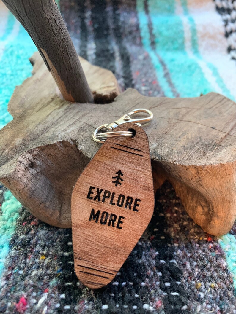 Explore Motel Keychain Wooden Keychain Wooden Retro Style - Etsy