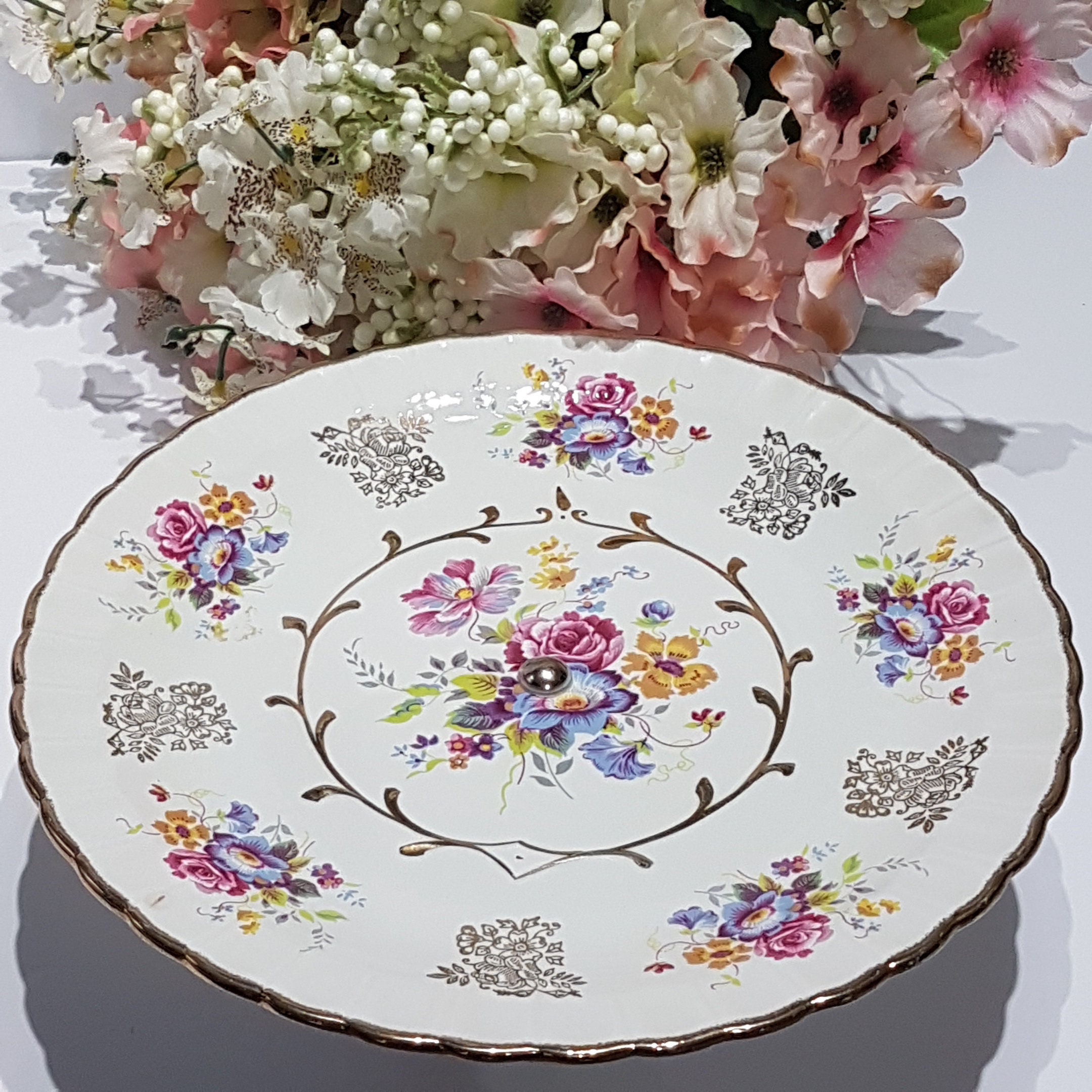 RESERVED Avon Woods & Sons Pedestal Cake Stand, Vintage Cake Plate ...