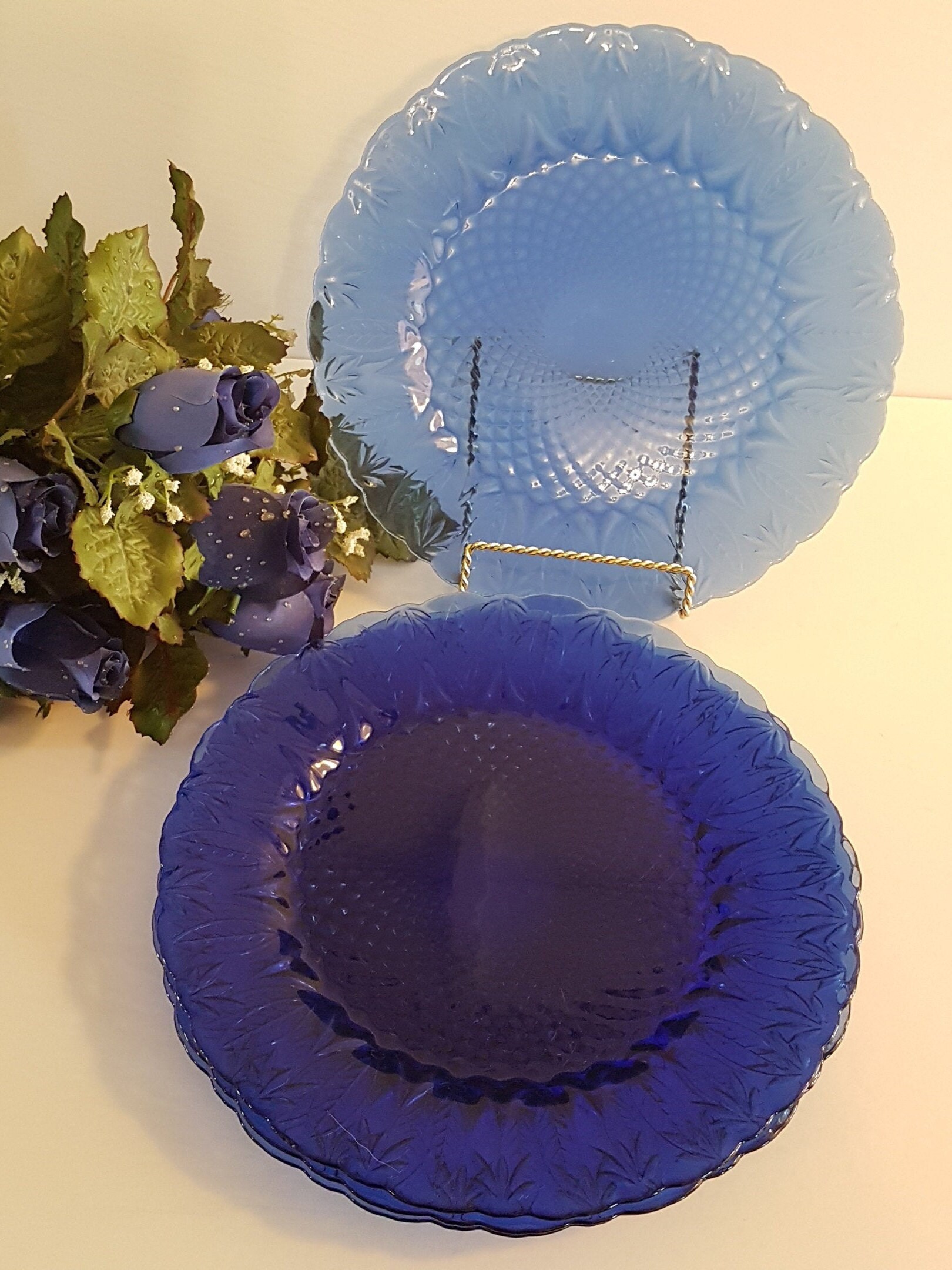 Vintage Royal Sapphire Crystal by Avon, 10.5 Dinner Plates, Set of 4 ...