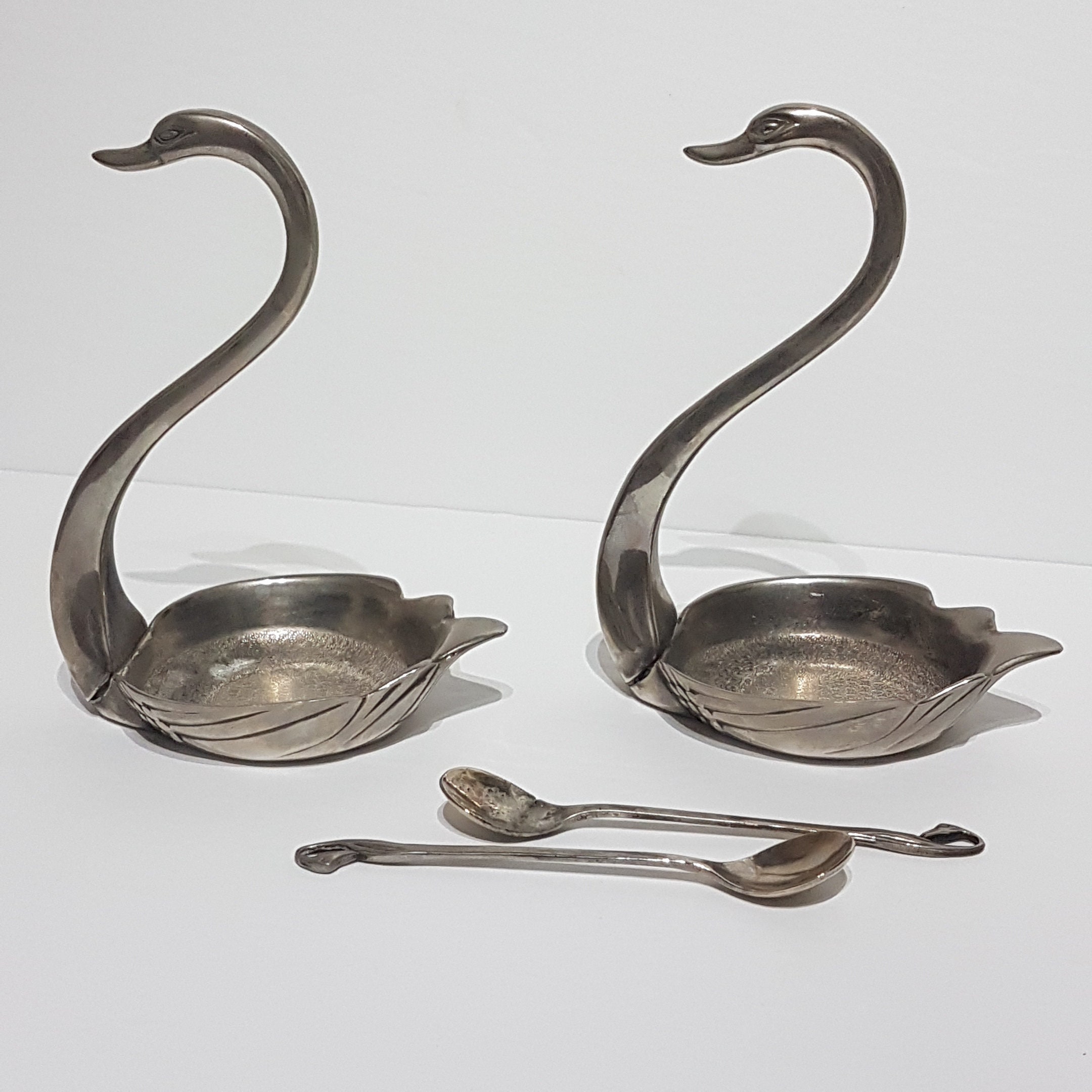 Pair of Vintage Silver Swan Condiment Dishes, Swan Jelly Jar, Swan ...