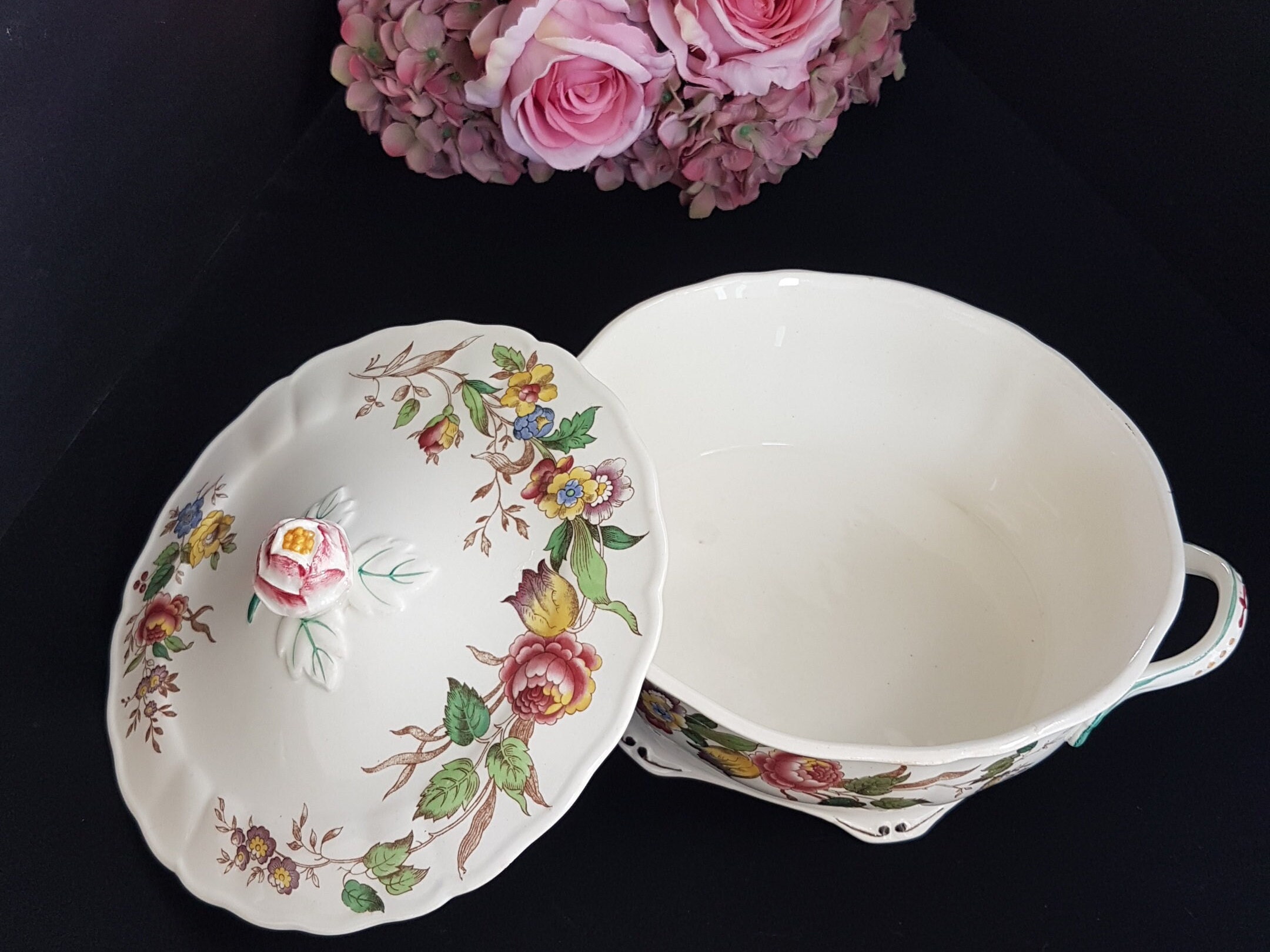 Grindley Marlborough Royal Petal ROSALIND, Vintage Covered Serving Bowl ...