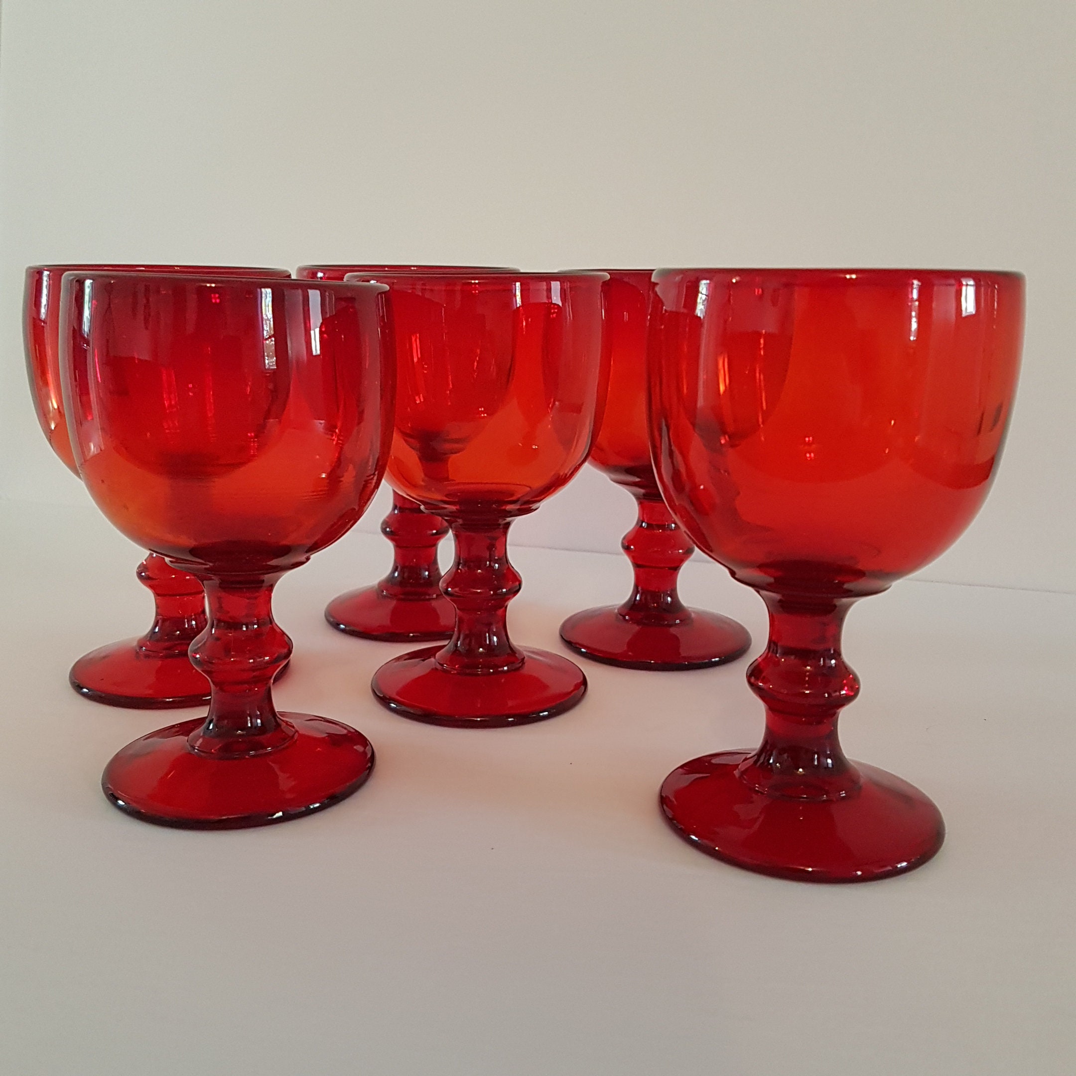 Retro Imperial Glass HOFFMAN HOUSE Ruby Red Goblets, Mid Century ...