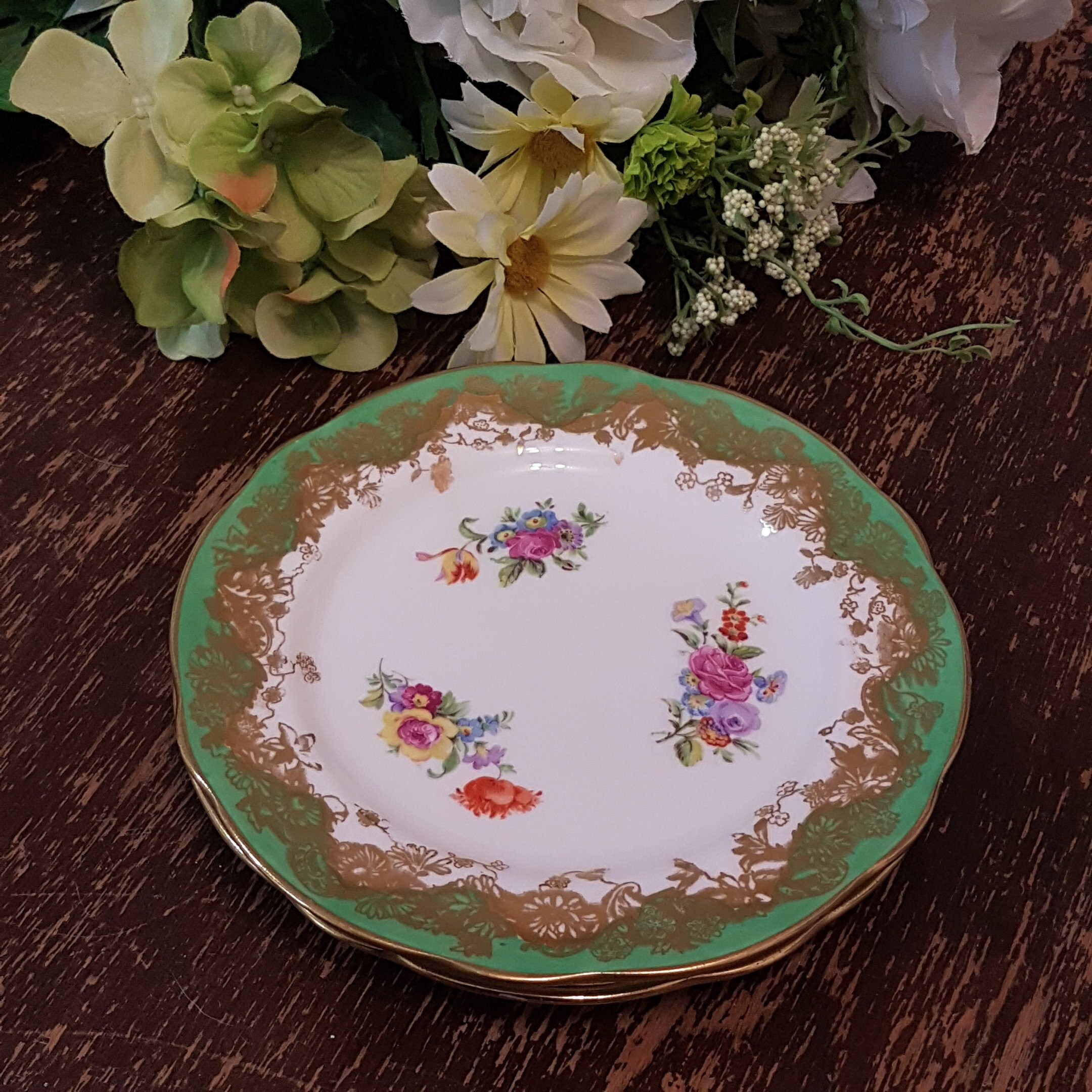 Hammersley Bone China, 7 Inch, Side Plates, Set of 3, Floral Sprays ...
