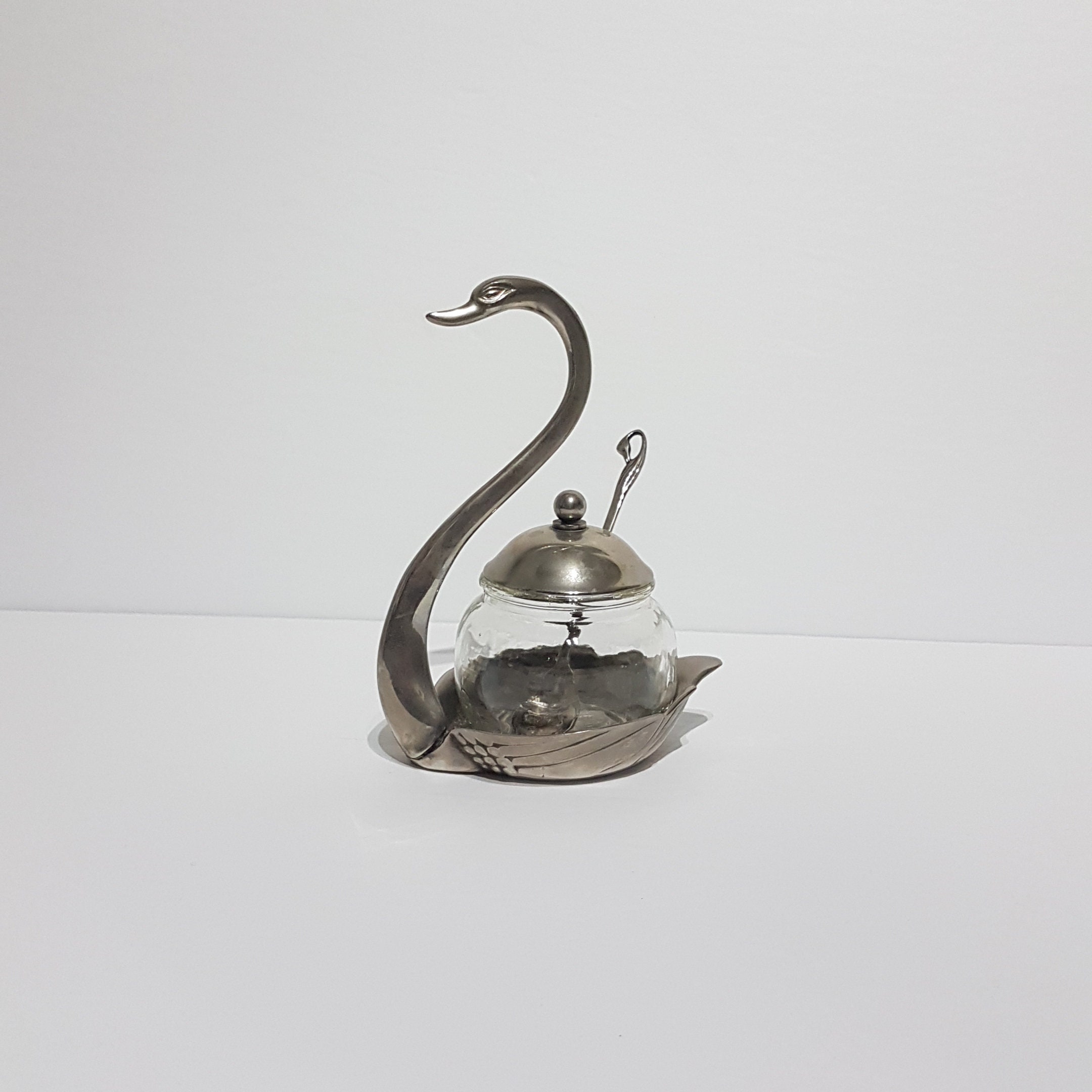 Pair of Vintage Silver Swan Condiment Dishes, Swan Jelly Jar, Swan ...