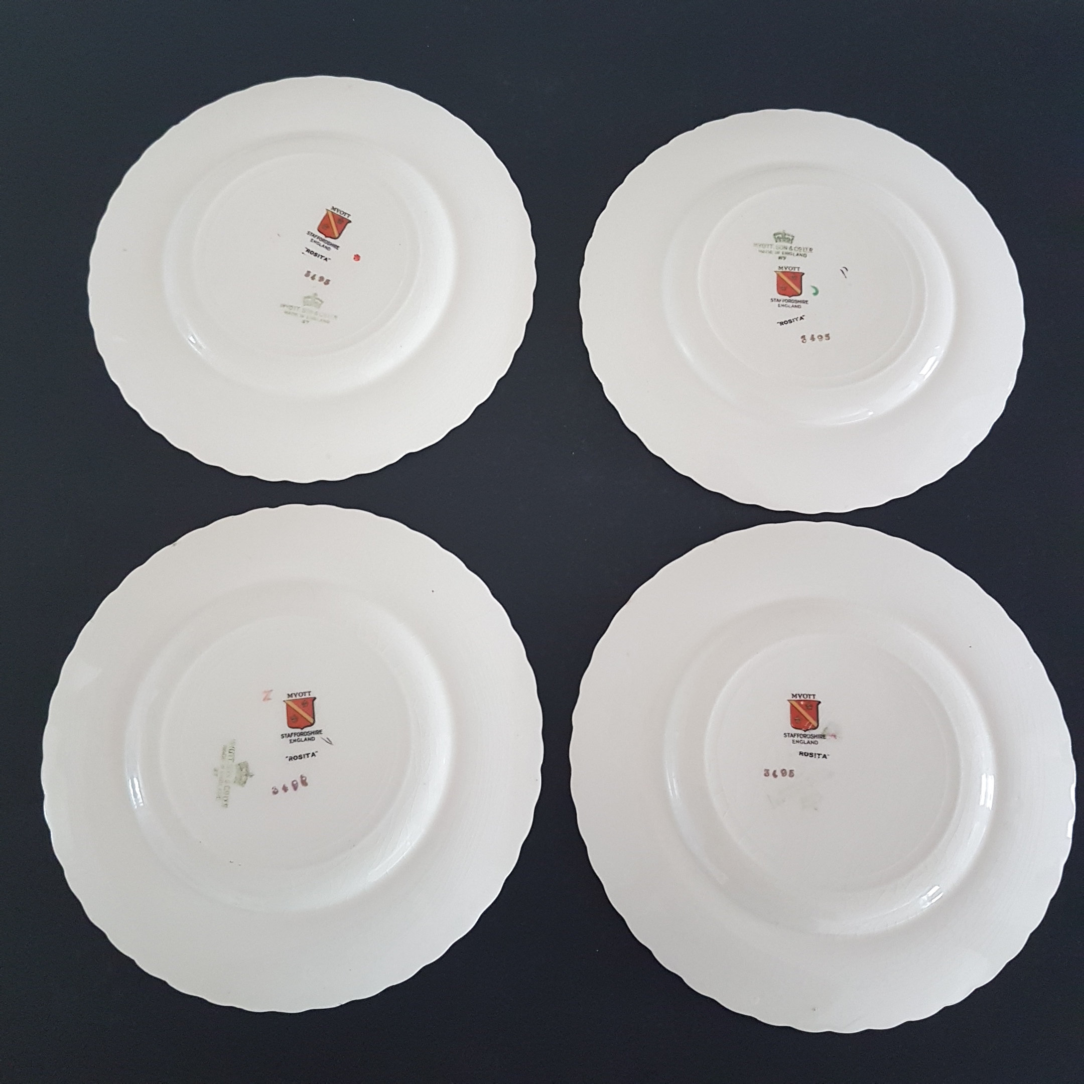 Set of 4 Myott ROSITA 7 3/4 Side Salad Plates, Myott Son & Co Pattern ...
