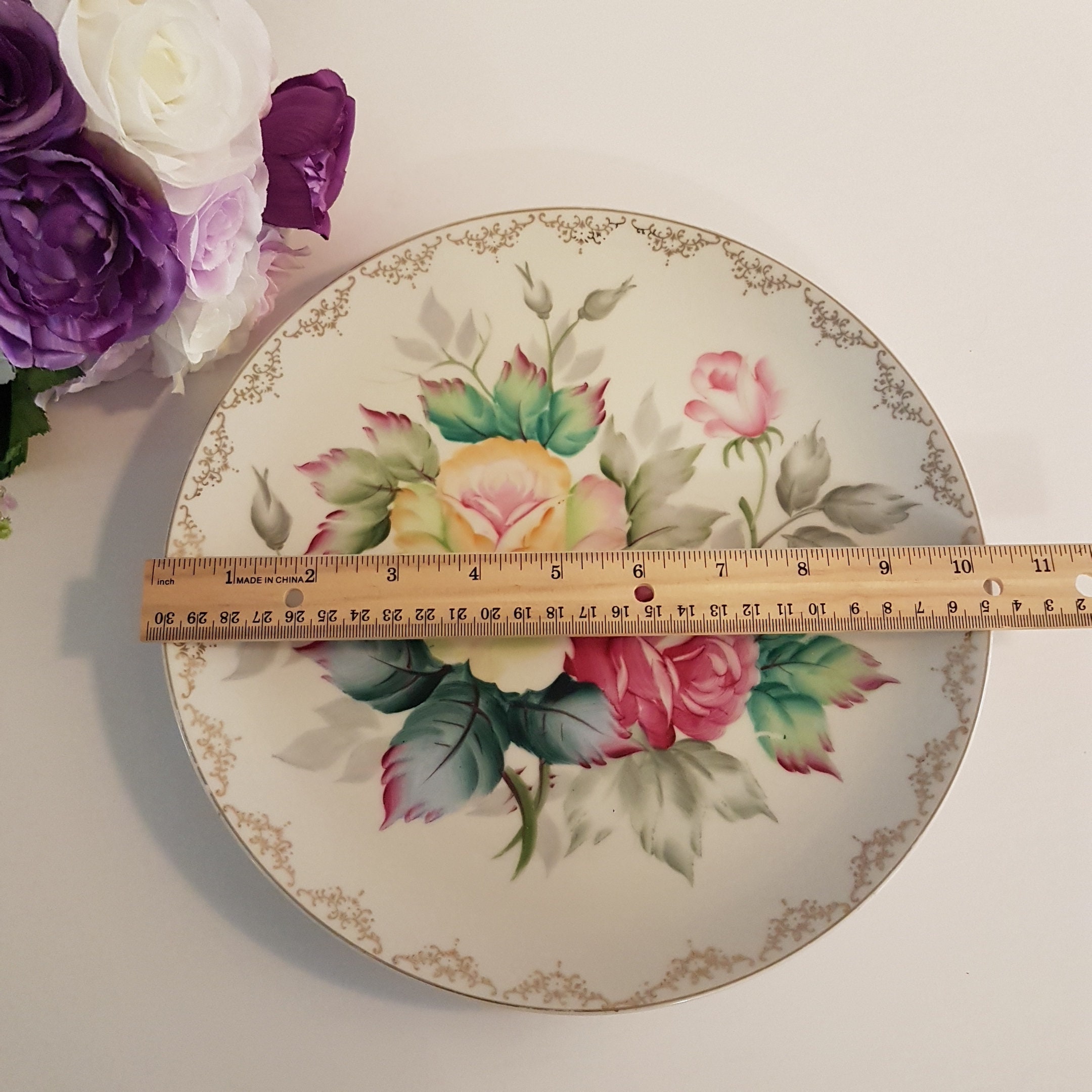 Shafford Japan Hand Deoorated 10.25 Decorative Plate, Yellow Rose, Pink ...