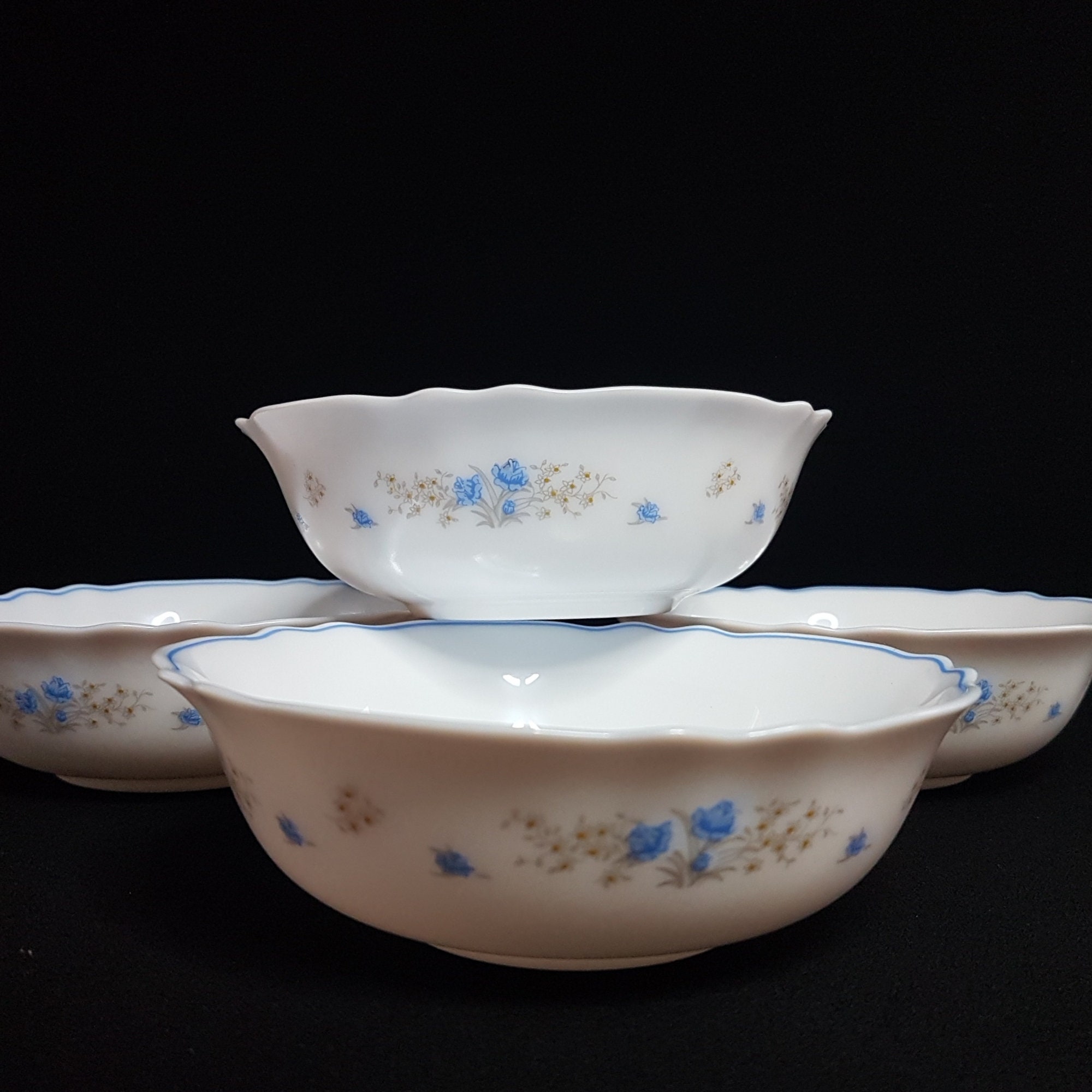 Arcopal ROMANTIQUE,6 Inch Soup Bowl, Set of 4, Milk Glass Dinnerware ...