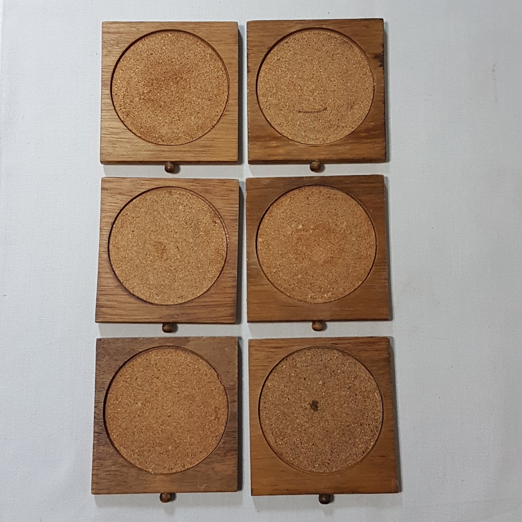 Mid Century Wood Cabin Set of 6 Coasters