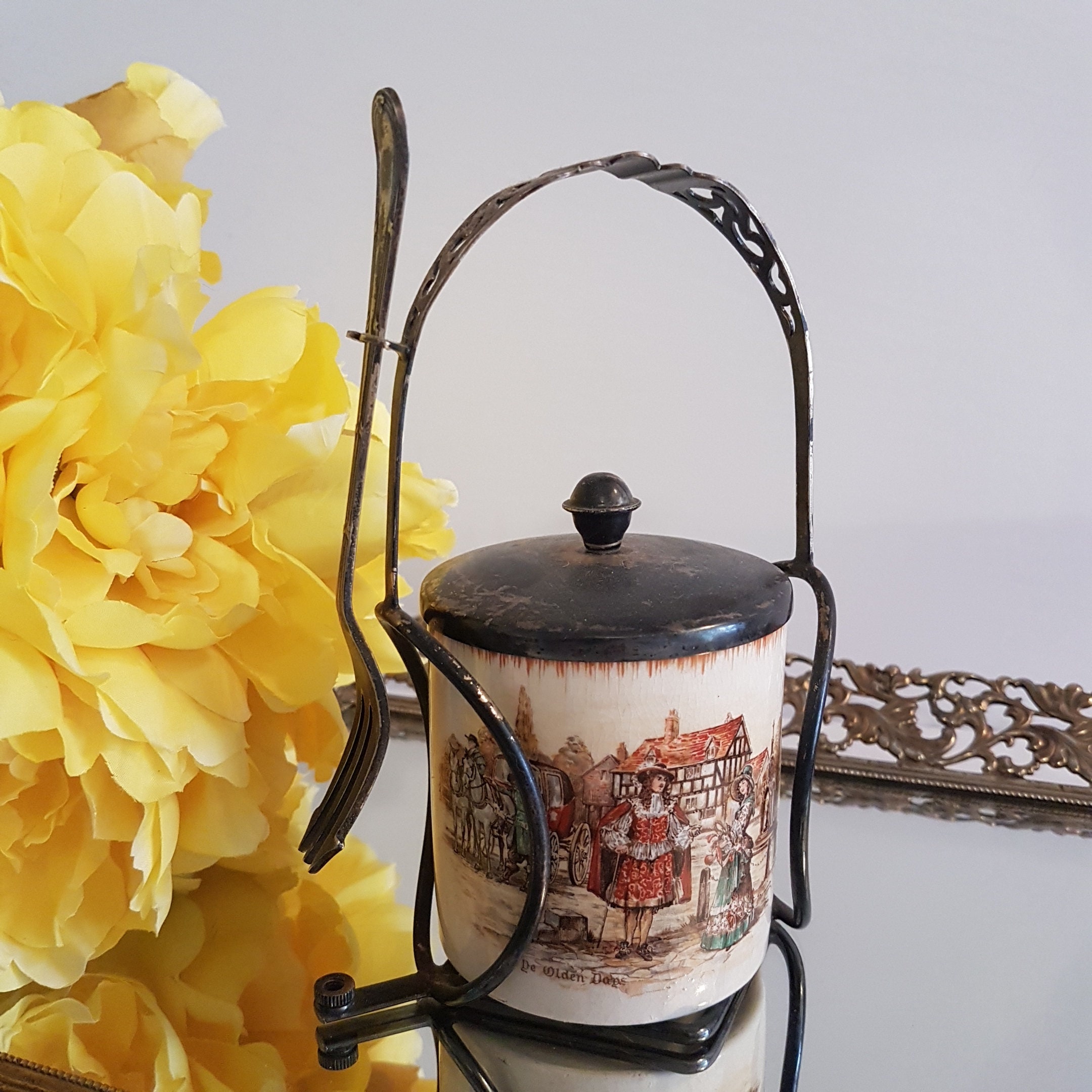 Vintage Sandland Ware YE OLDEN DAYS Porcelain Pickle Castor, Pickle Pot ...