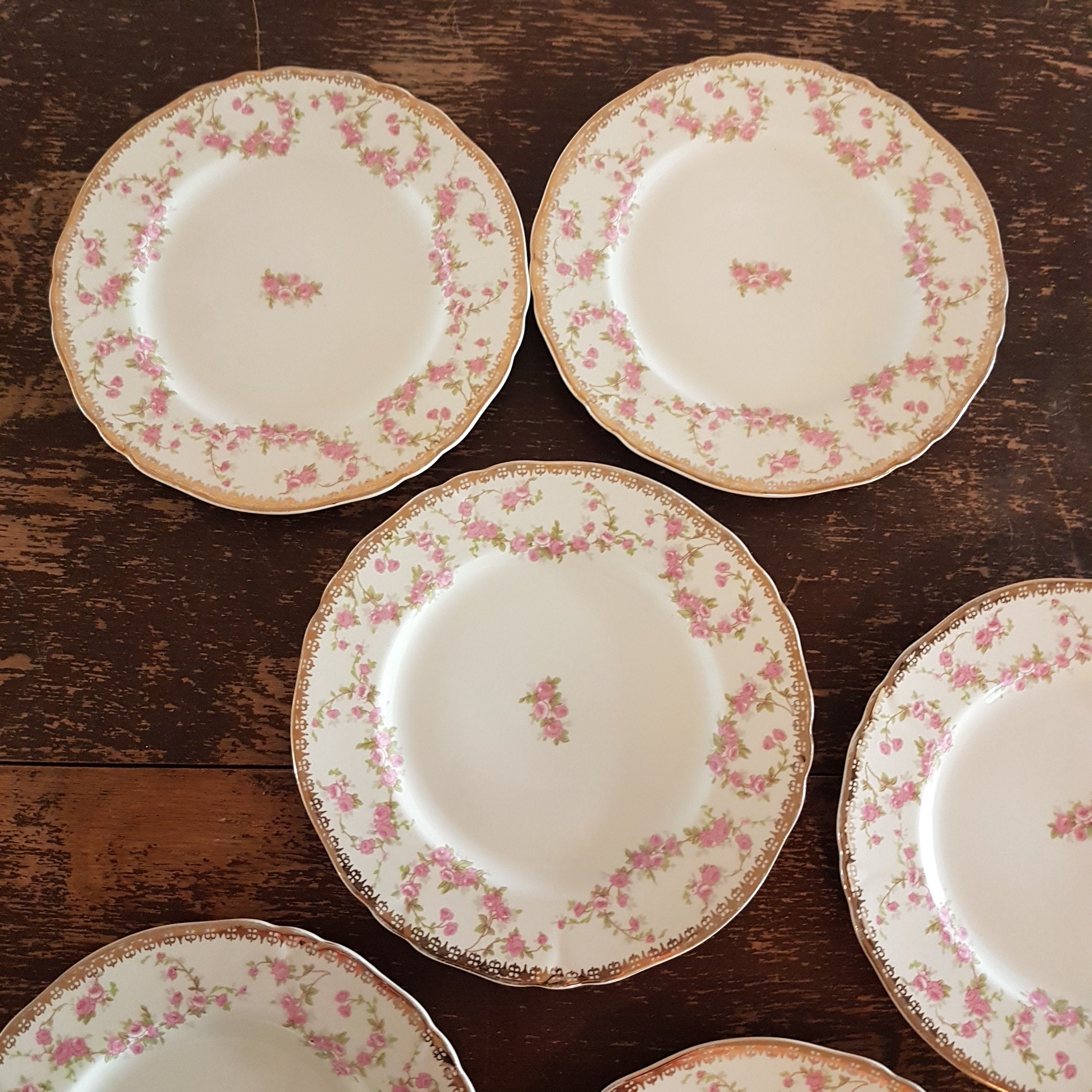 Vintage Alfred Meakin HARMONY ROSE 7 Dessert Plate Set of 6, Pie Plate ...