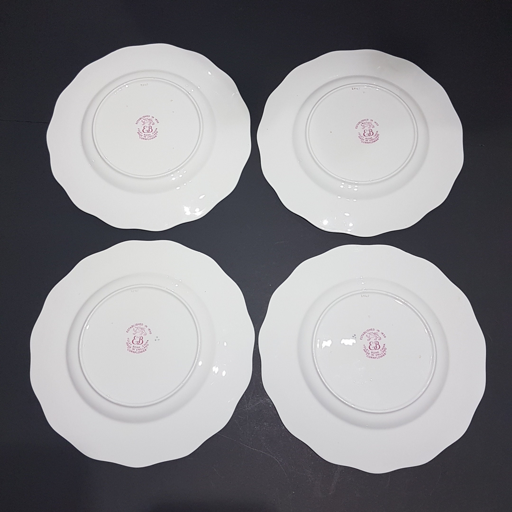 Set of 4 E. Brain Foley Blue CORNFLOWER Bone China 10 1/4 Dinner Plates ...