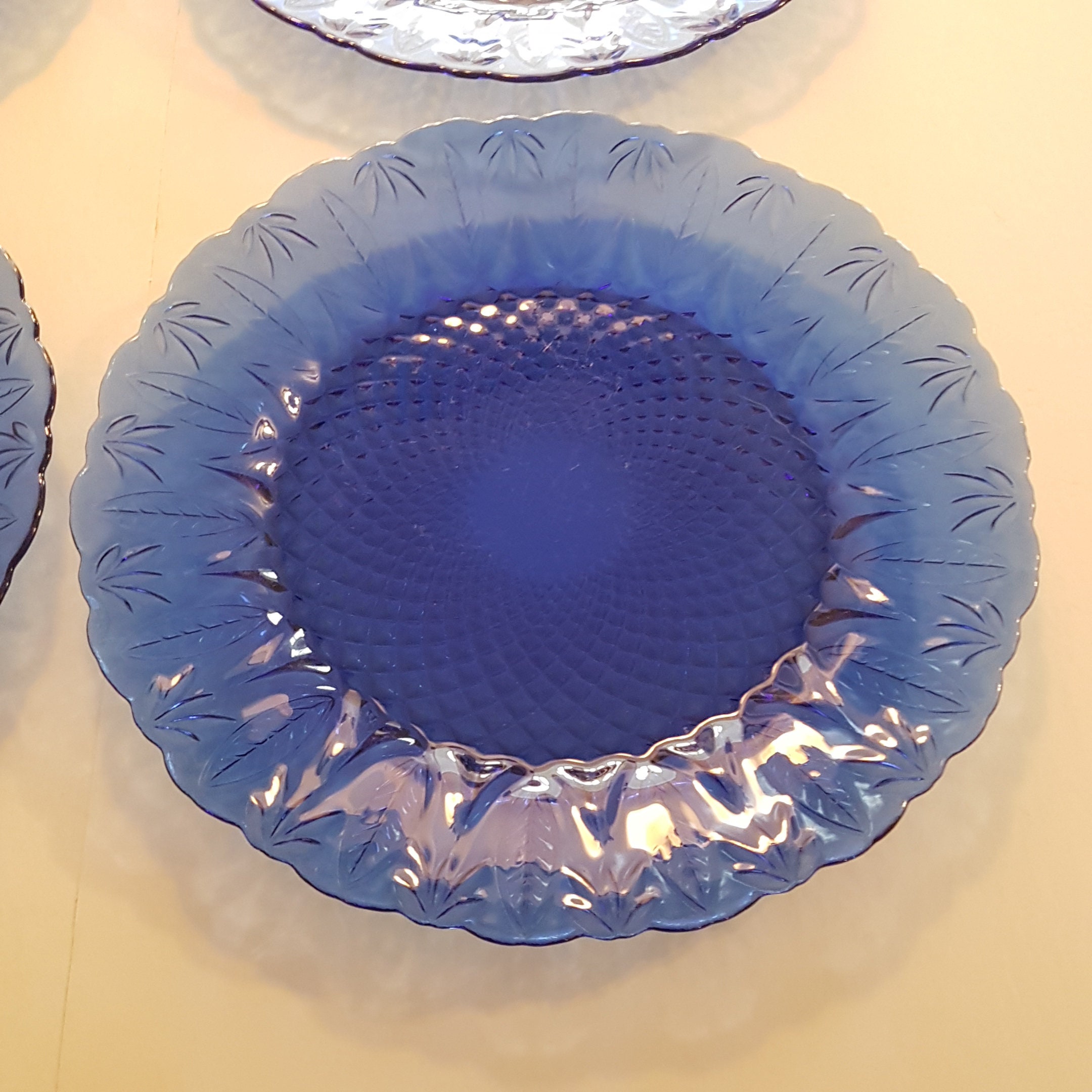 Vintage Royal Sapphire Crystal by Avon, 10.5 Dinner Plates, Set of 4 ...