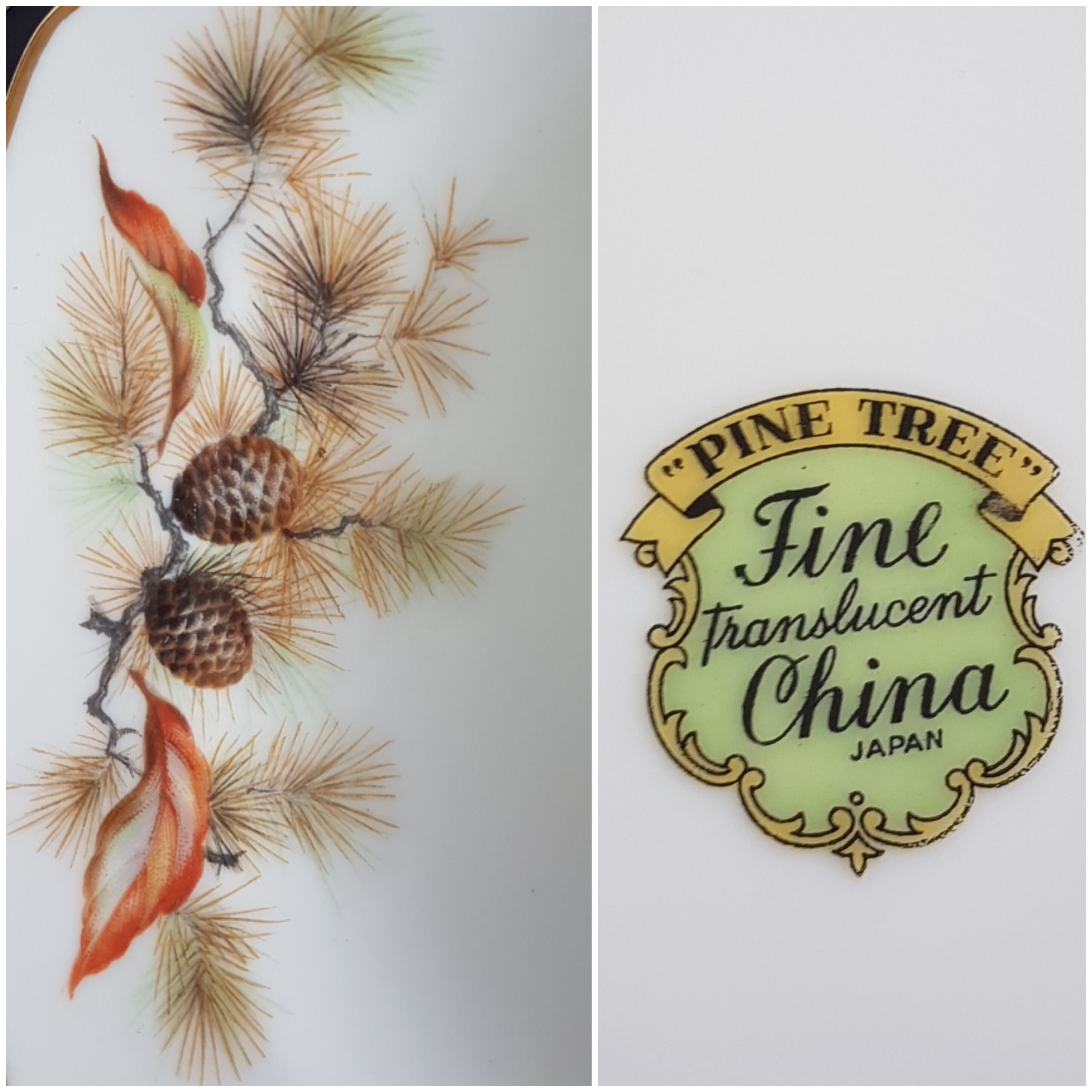 Rim Soup Bowls, Set of 4, PINE TREE, Fine Translucent China Japan, 8 ...