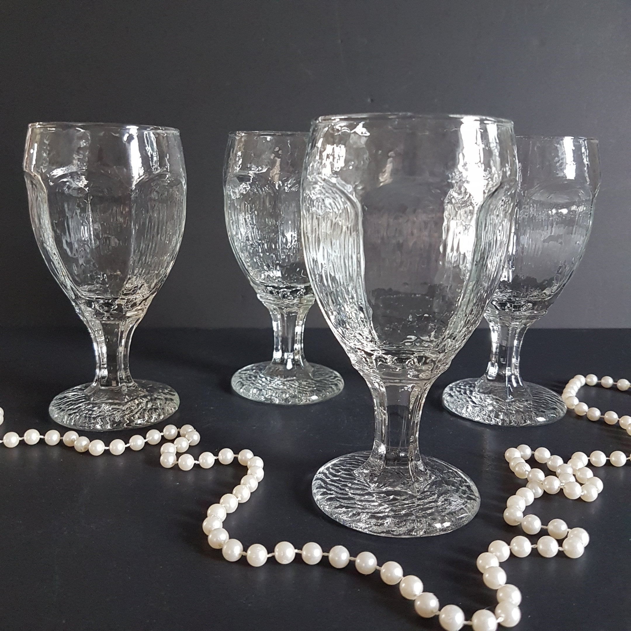 Vintage Libbey Chivalry Clear, Set of 4 Water Goblets, Gibraltor ...