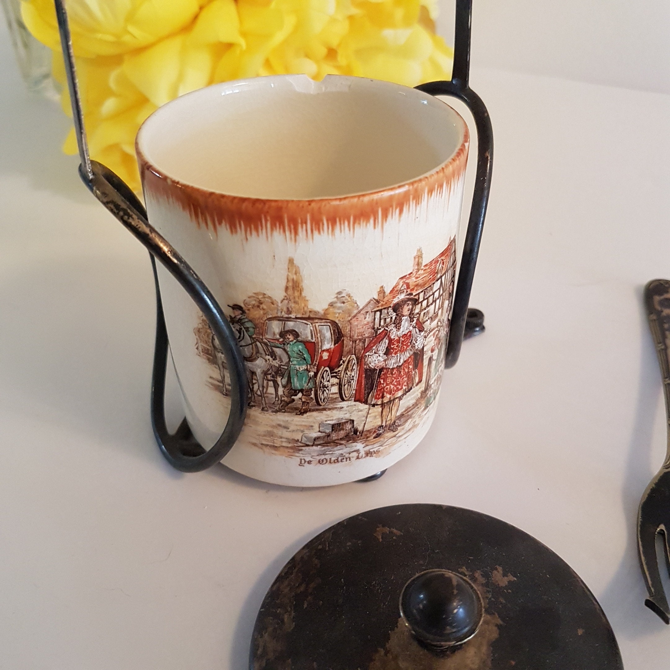 Vintage Sandland Ware YE OLDEN DAYS Porcelain Pickle Castor, Pickle Pot ...