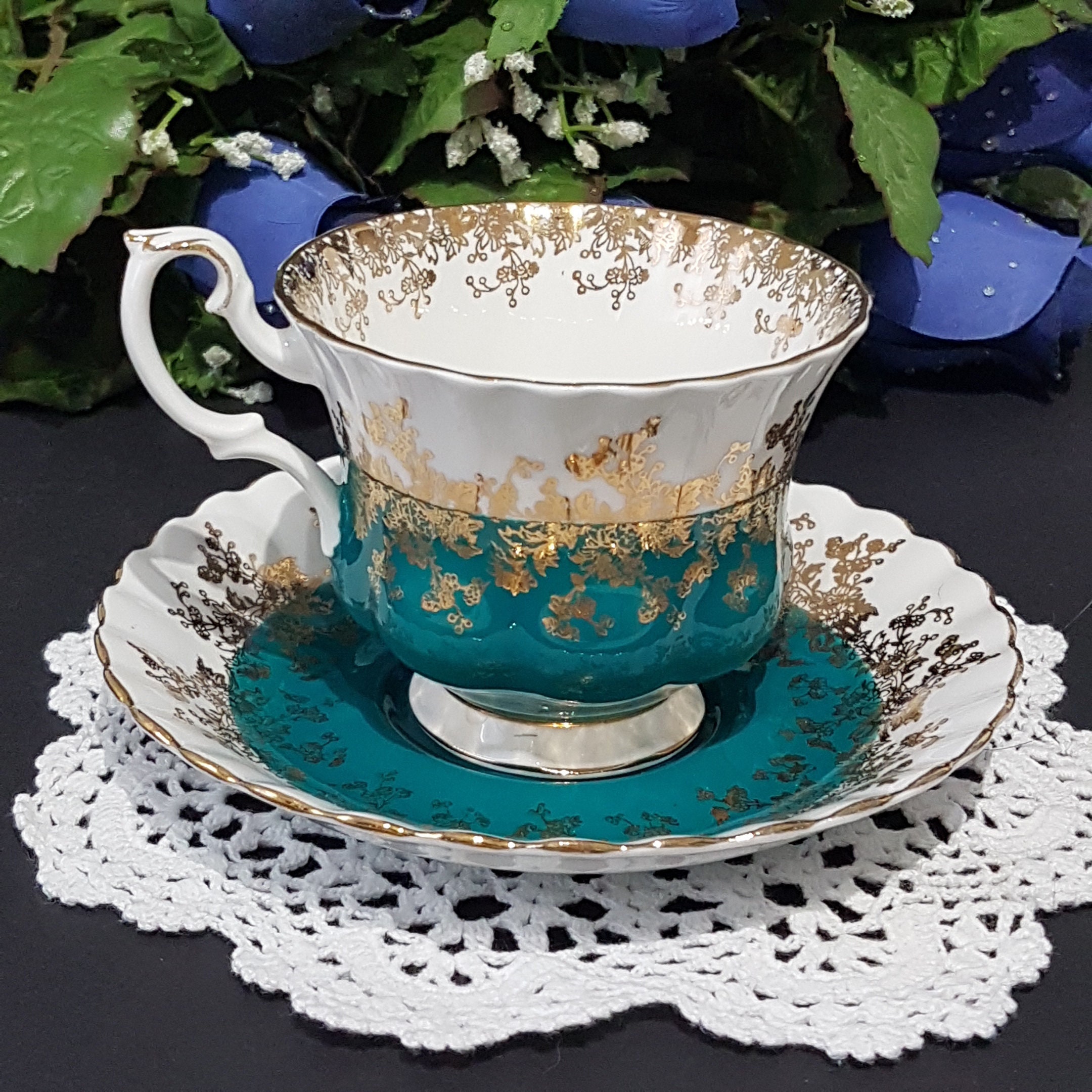 Royal Albert REGAL SERIES Tea Cup & Saucer, Pattern 4396 Teacup, Teal ...