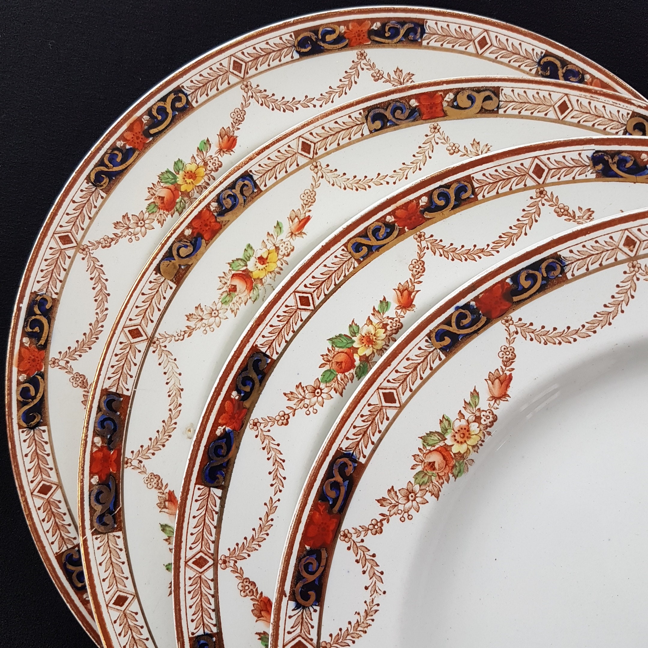 ALEXANDRA Dinner Plates by S (Sampson) Hancock and Sons Coronaware, 10. ...