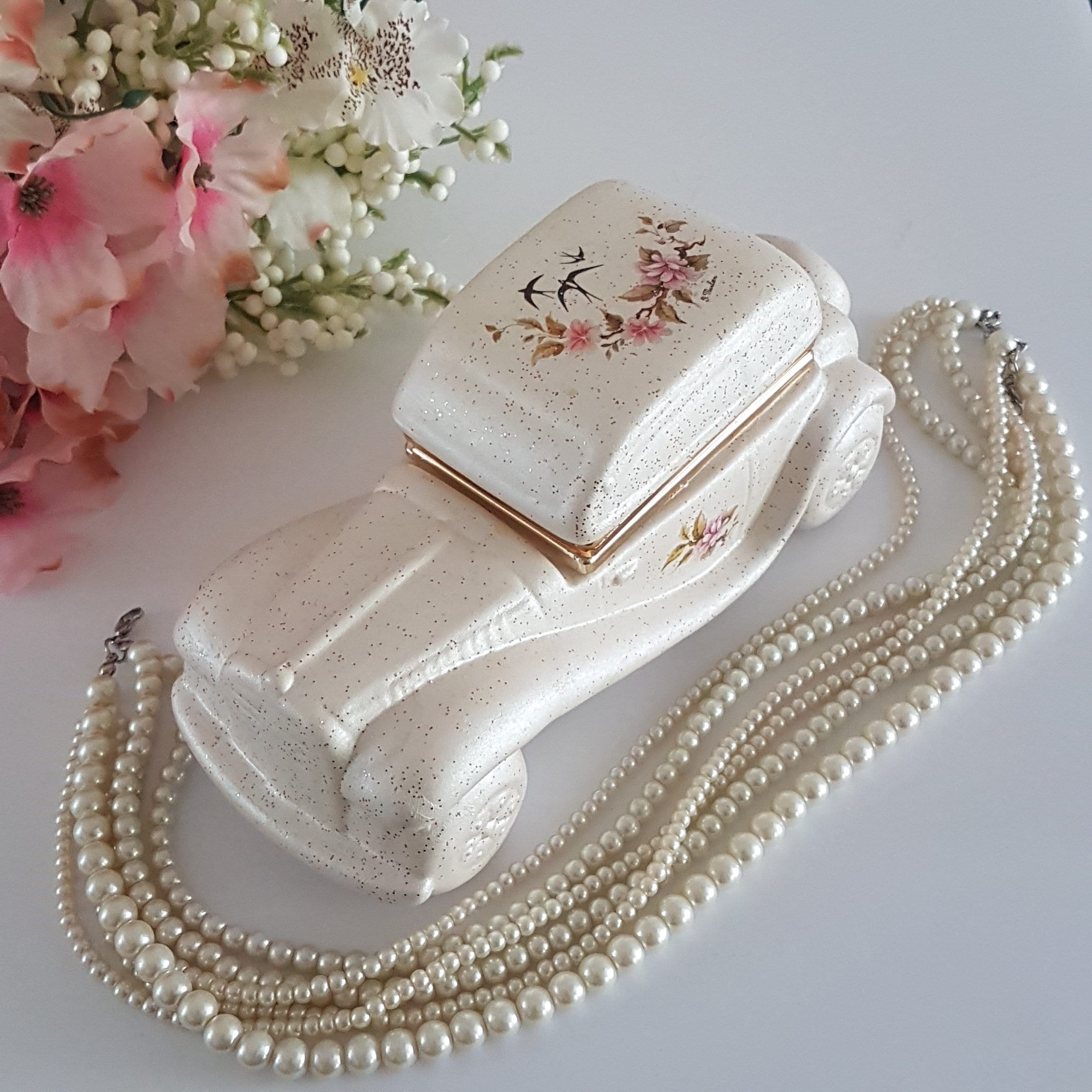 Vintage Berger Italian Porcelain Car Jewelry Box, Old Style Automobile ...