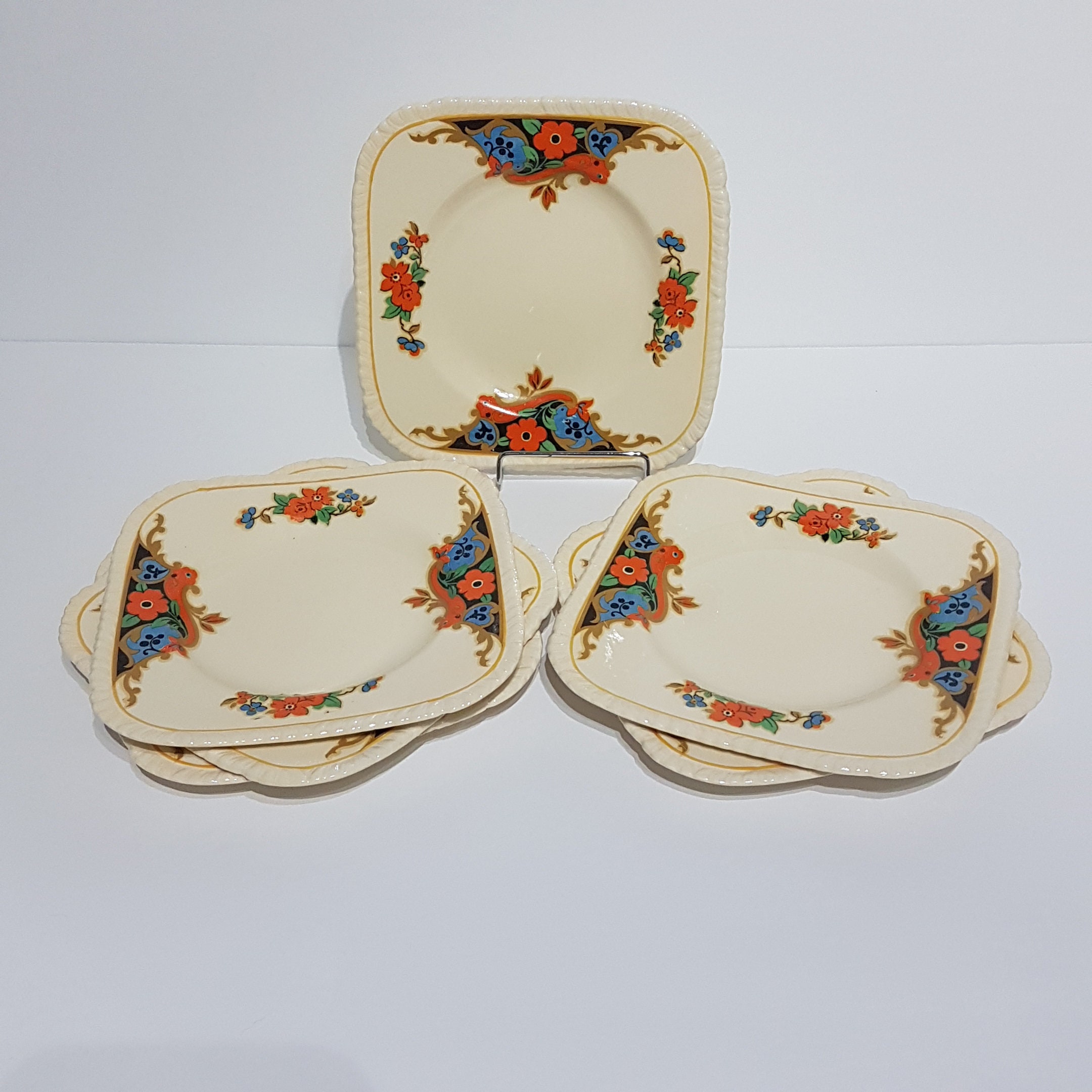 Myott Staffordshire England, Art Deco Side Plates, Set of 6, (1920-1949)