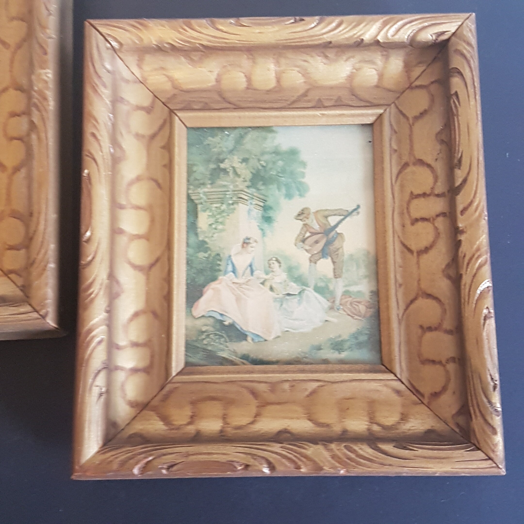 8x7 Pair of Vintage Pictures, Edwardian Couple, Wooden Frame, Victorian ...
