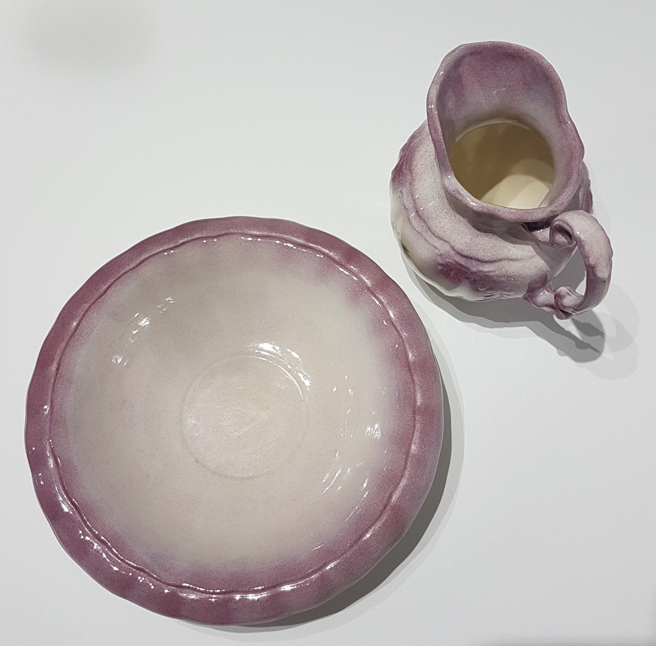 Vintage Arner's Ceramic Purple Violets Floral Pitcher & Basin Set ...