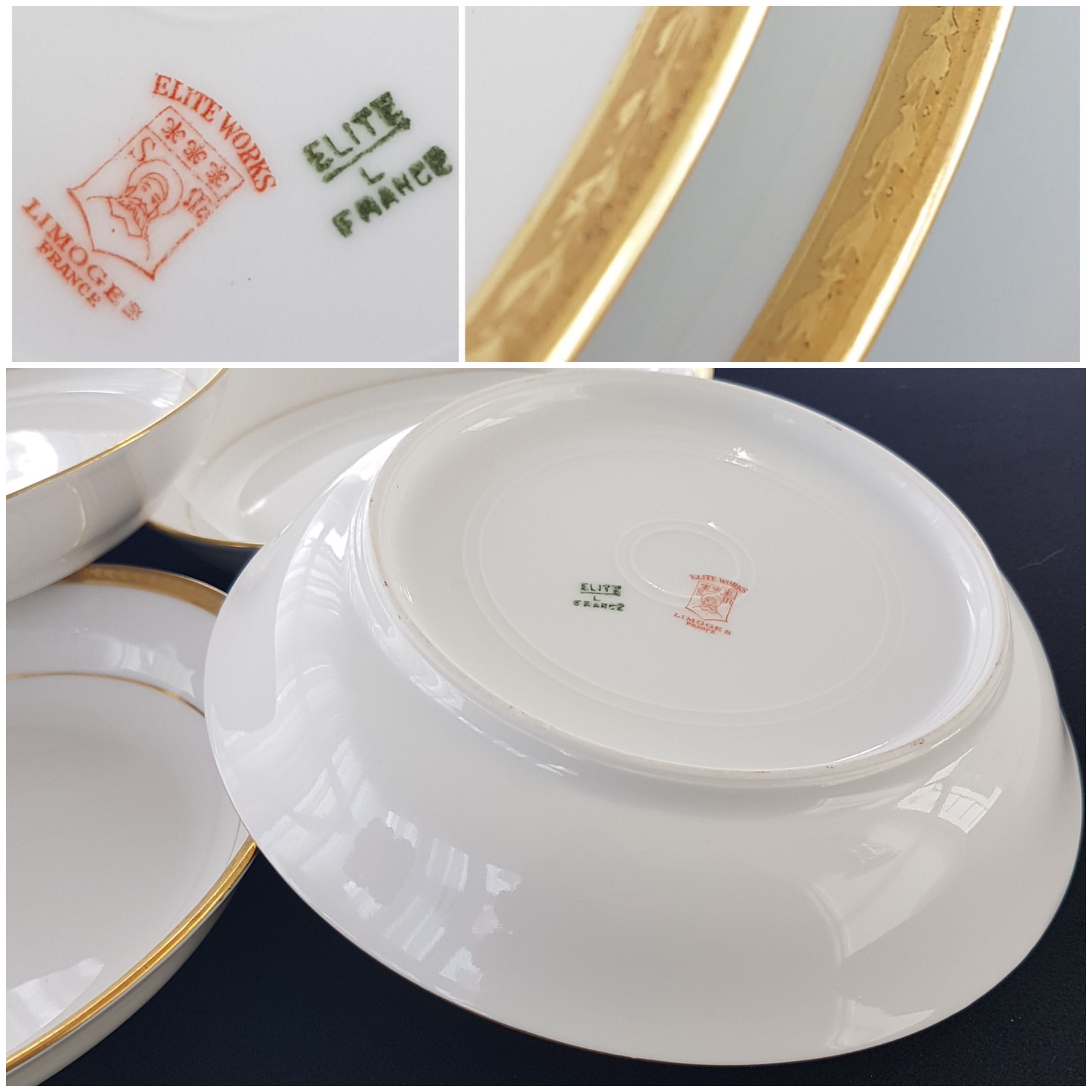 Limoges Elite Works Shallow Soup Bowls, Set of 6, Pasta Bowls, Antique ...