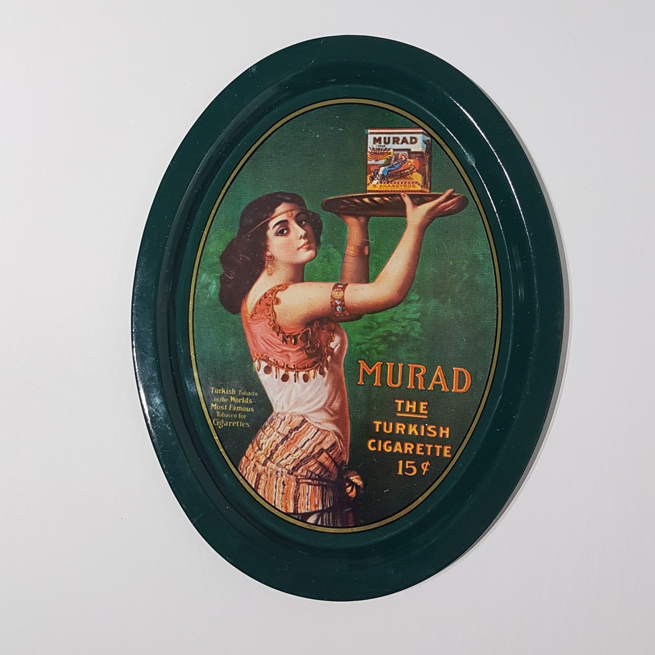 Murad The Turkish Cigarette, Oval Metal Tray, Vintage Advertising