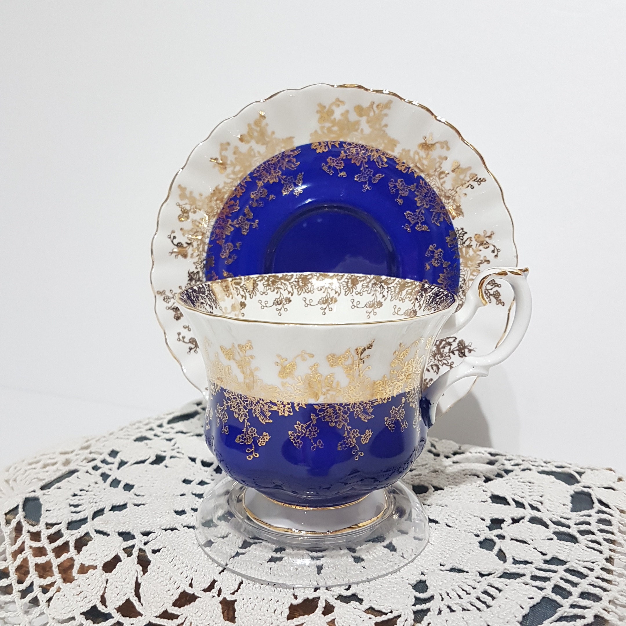 Royal Albert Regal Series, Pattern 4396 Teacup, Royal Blue, Gold Gilded ...