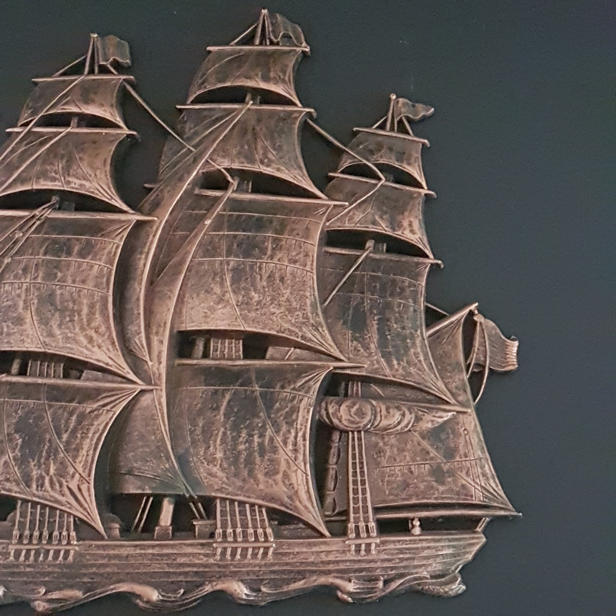 Retro Sailing Ship Wall Decor, Faux Copper, Coppercraft Syroco, Resin ...