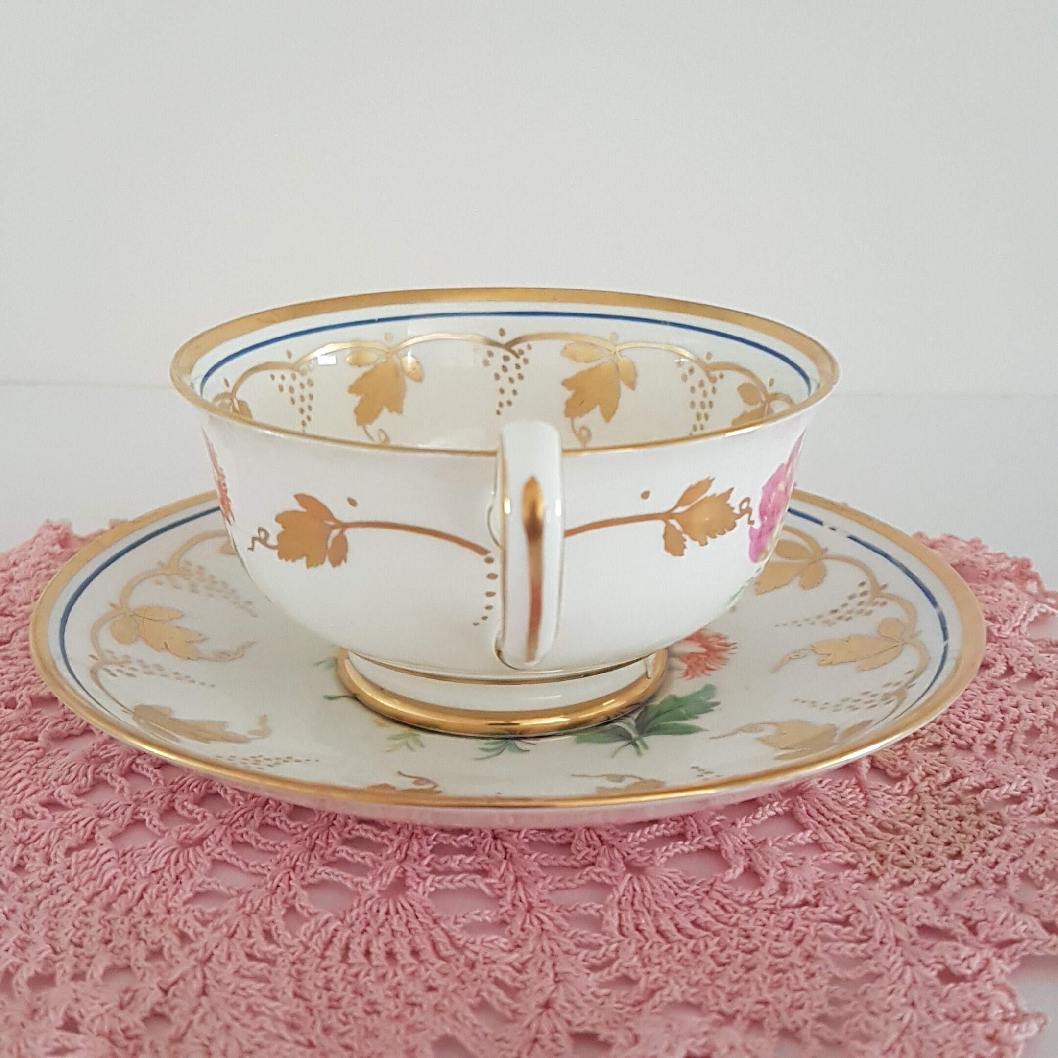 Tea Cup and Saucer, Vintage Royal Chelsea, English Bone China, Wide ...